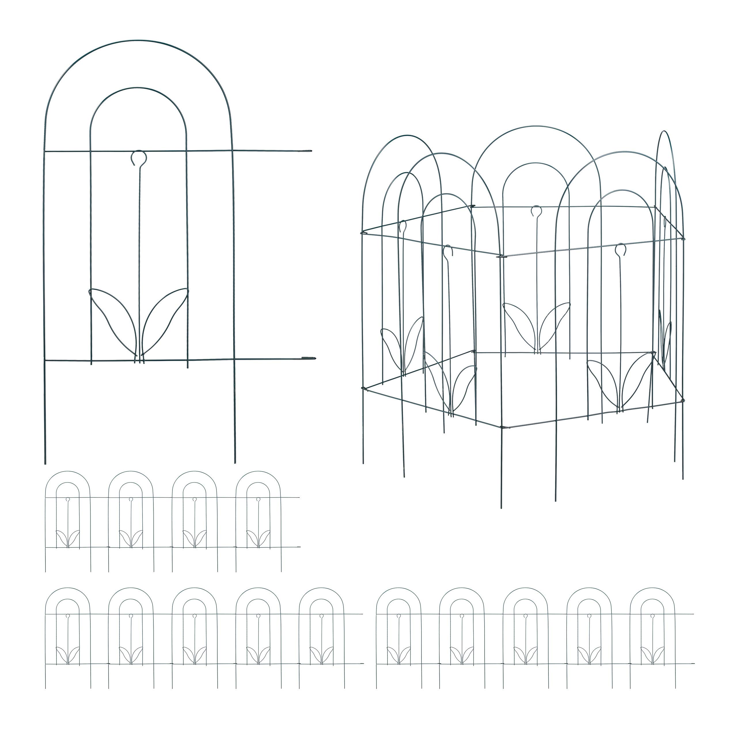 Bordure Potager, clôture Jardin 15 éléments, en métal, à Planter dans ...
