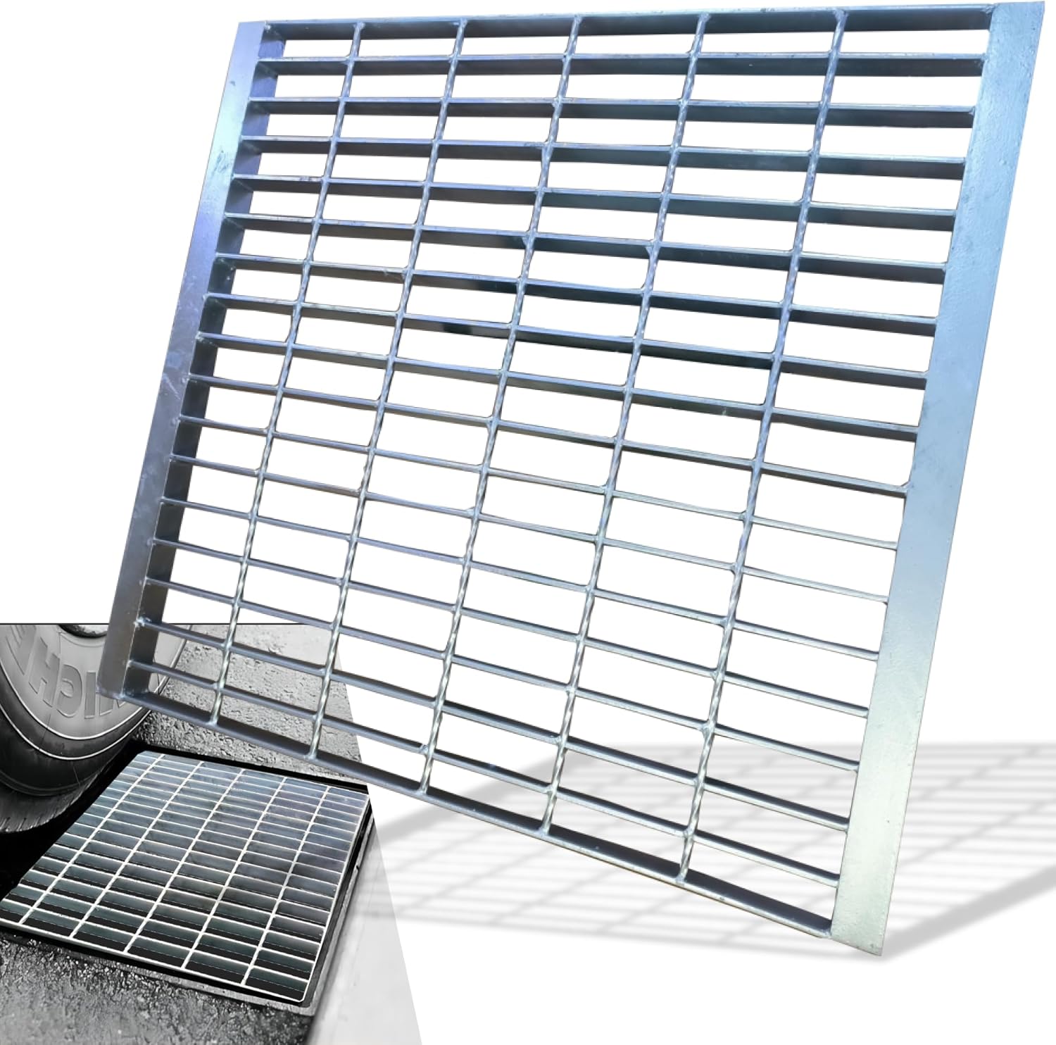 Amazon.com: MASSLUNT Galvanized Steel Drain Grate with Base, 24x24 ...