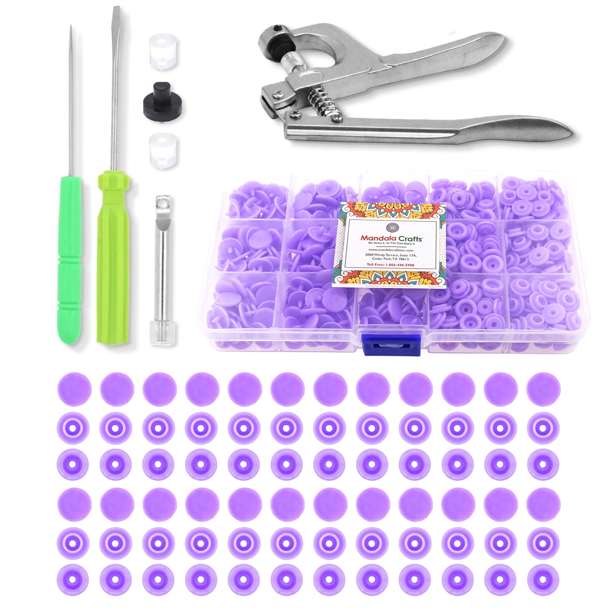 Amazon.com: Mandala Crafts Lilac Plastic Snaps Fasteners Kit & Snap ...