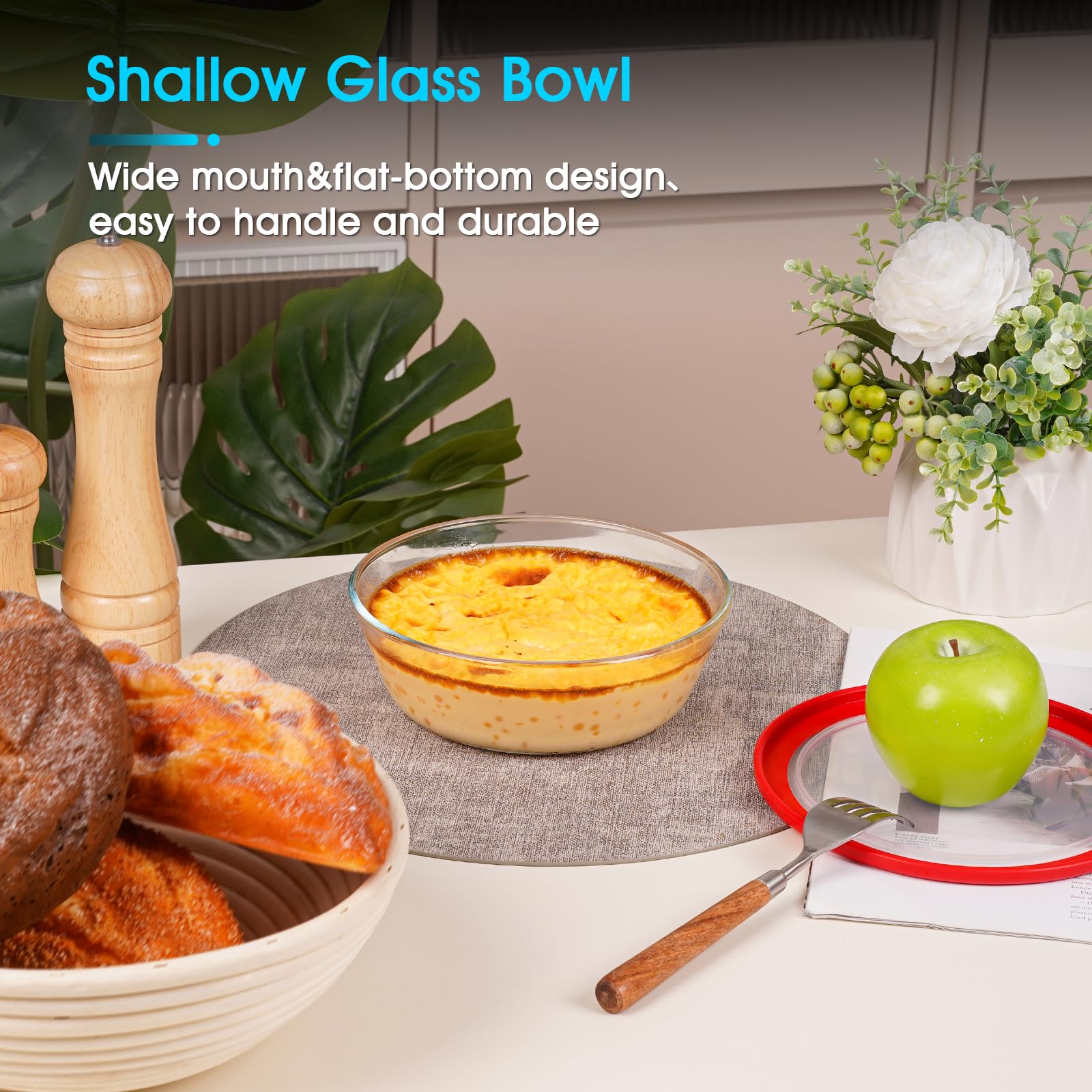 Snapklik.com : NUTRIUPS 25oz Flat Bottom Shallow Glass Bowl Sets