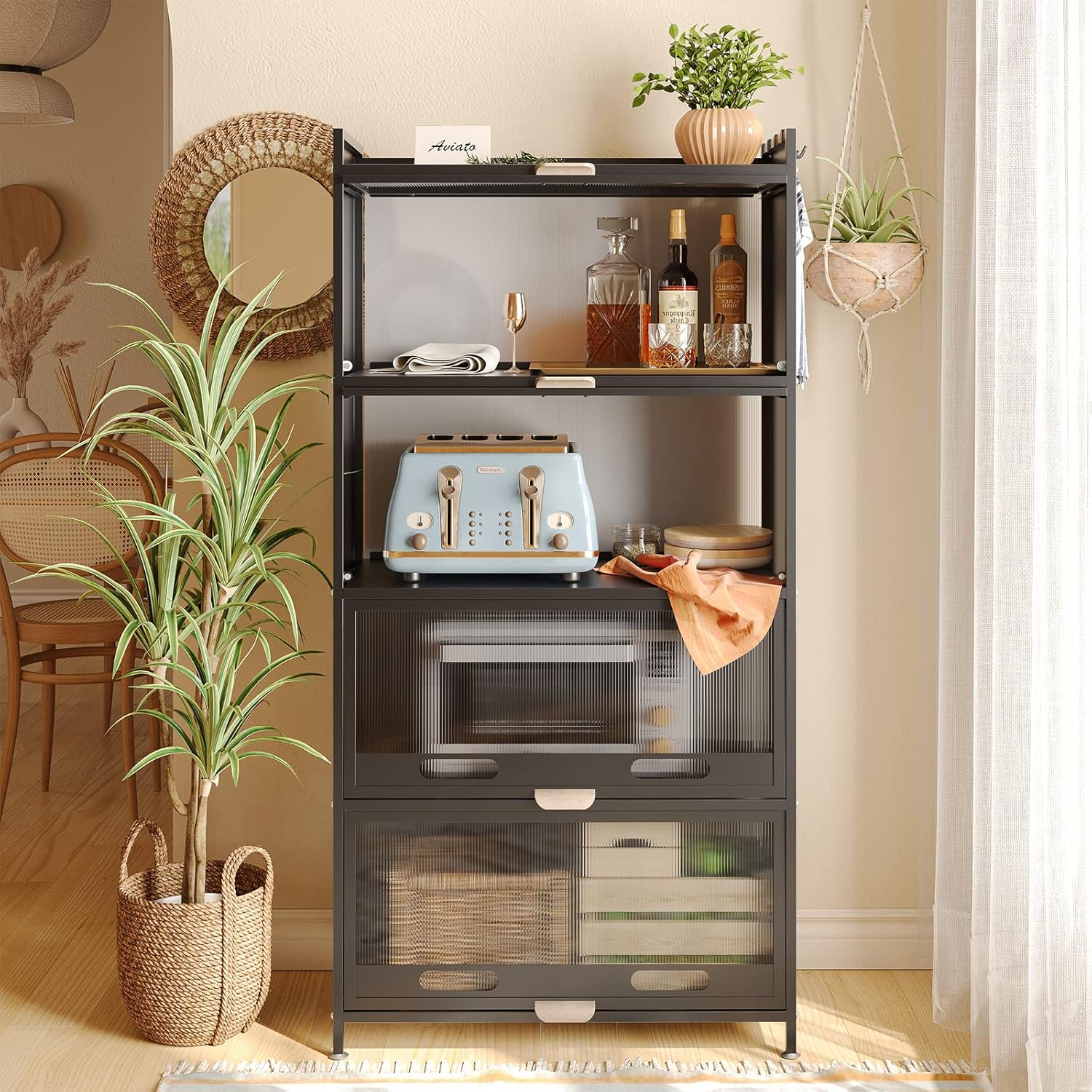 NETEL Multipurpose Storage Cabinet, 5 Tier Kitchen Cupboard, Metal ...