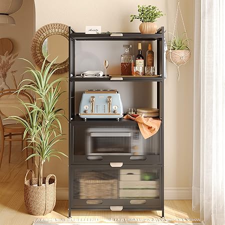 Amazon.com: NETEL Bread Rack Coffee Station Microwave Rack Storage Rack ...