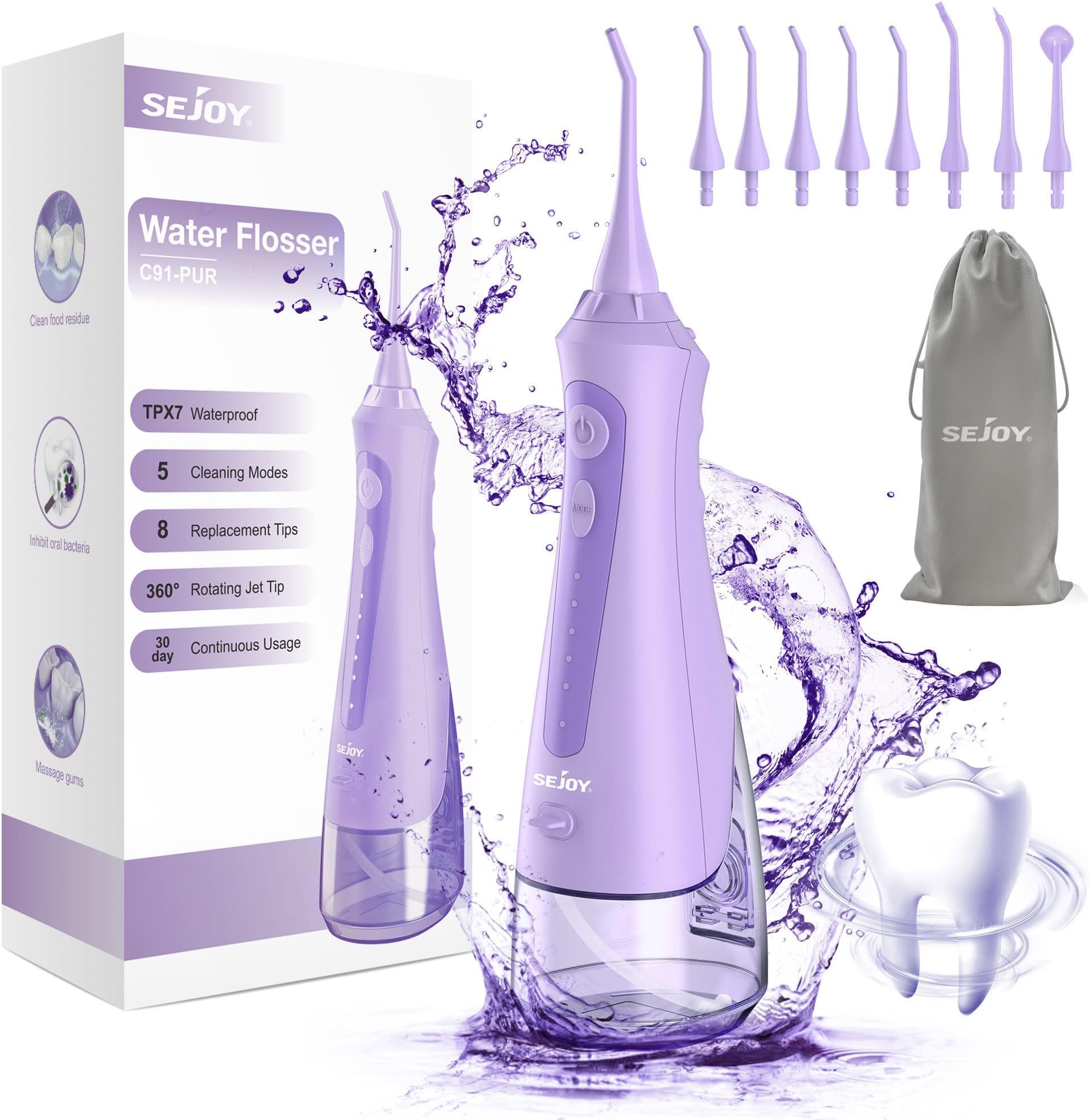 Amazon.com: Bezvoi Water Flosser Teeth Pick: 5 Modes Cordless Water ...