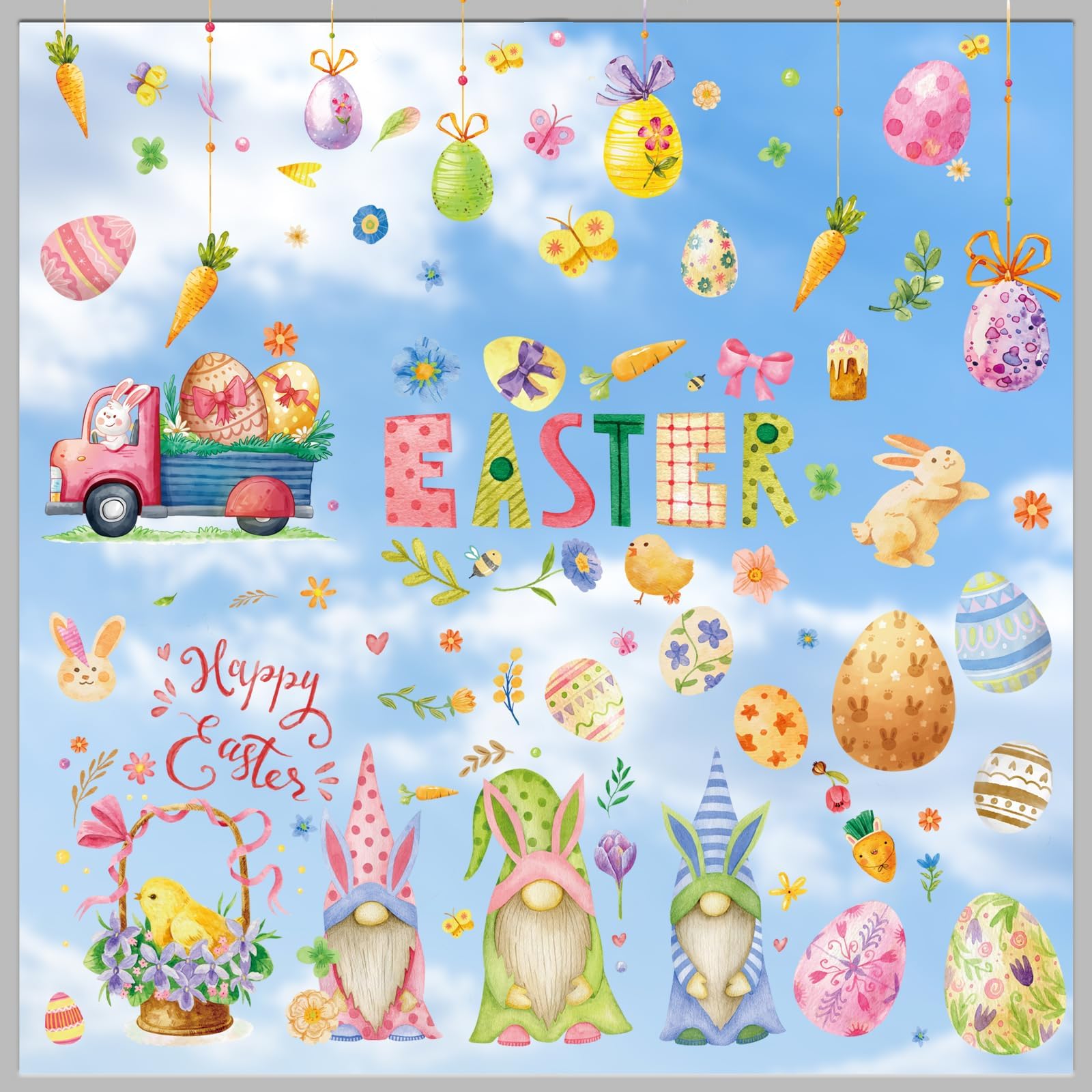 Amazon.com: YOTNUS Easter-Window-Clings-Decorations, 13 Sheets Easter ...
