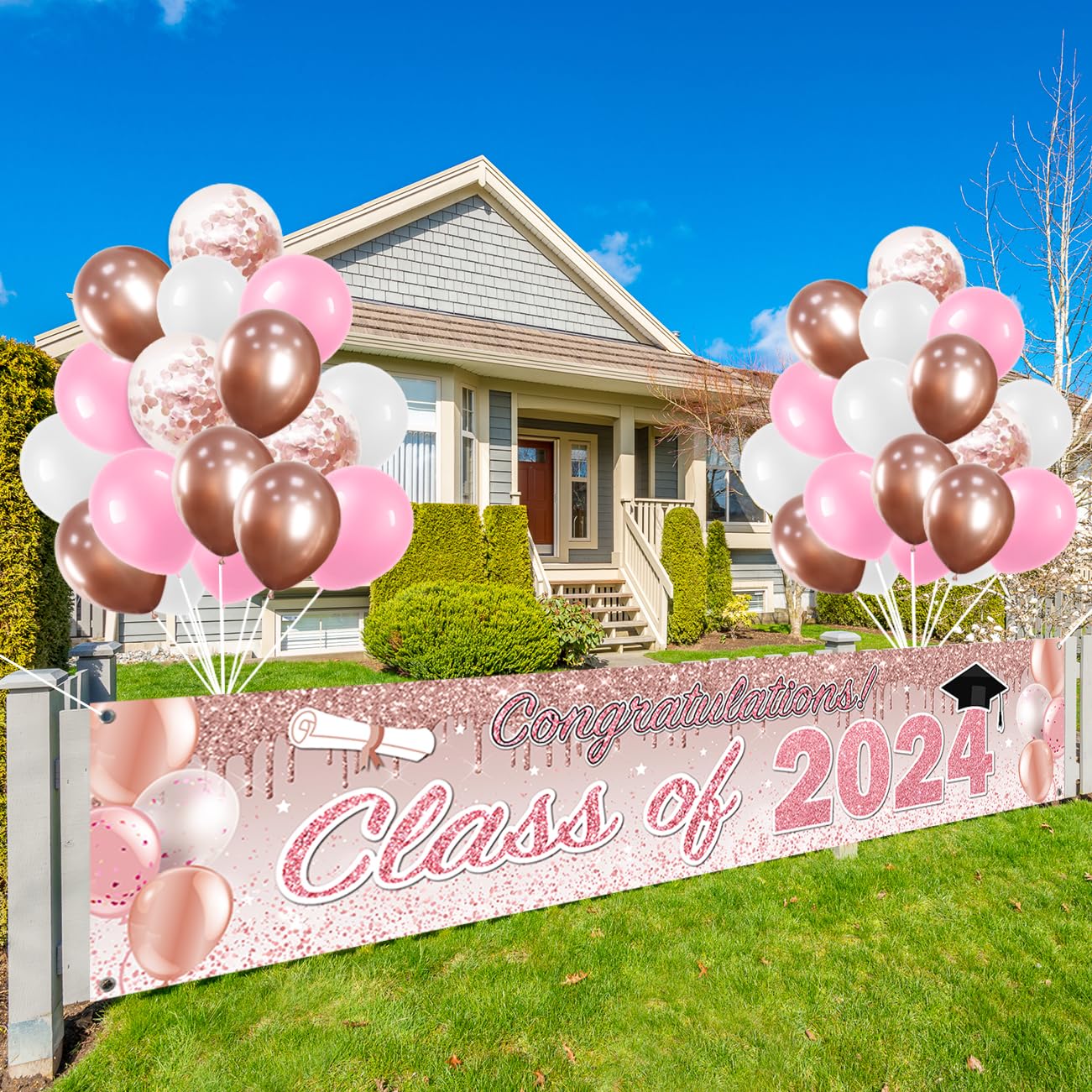 Pink Graduation Decorations Class of 2024, Pink Rose Gold Graduation ...