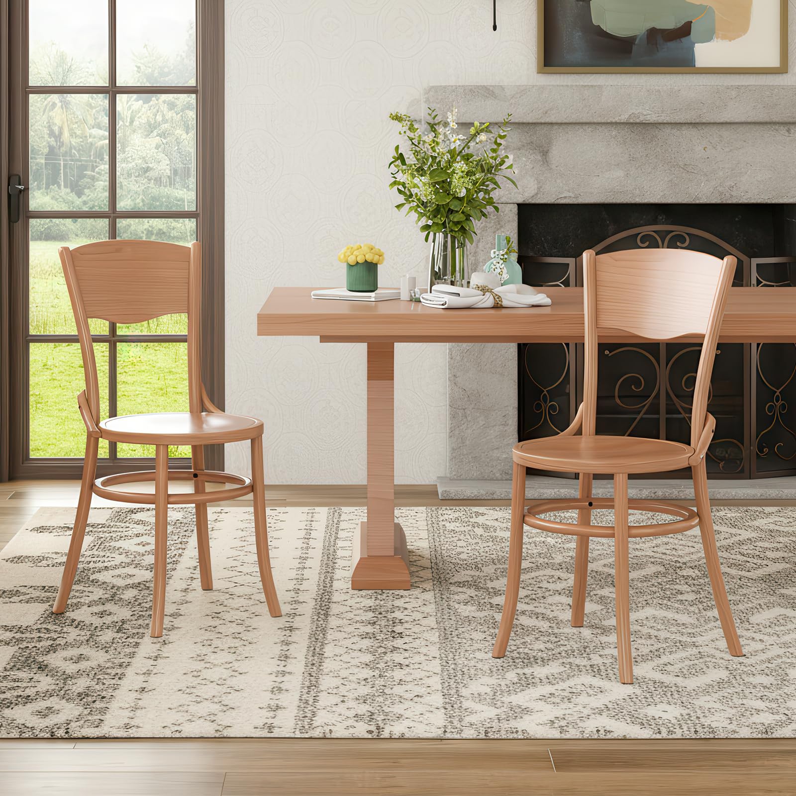 Snapklik.com : Set Of 2 Solid Wood Dining Chairs, Rustic Farmhouse ...