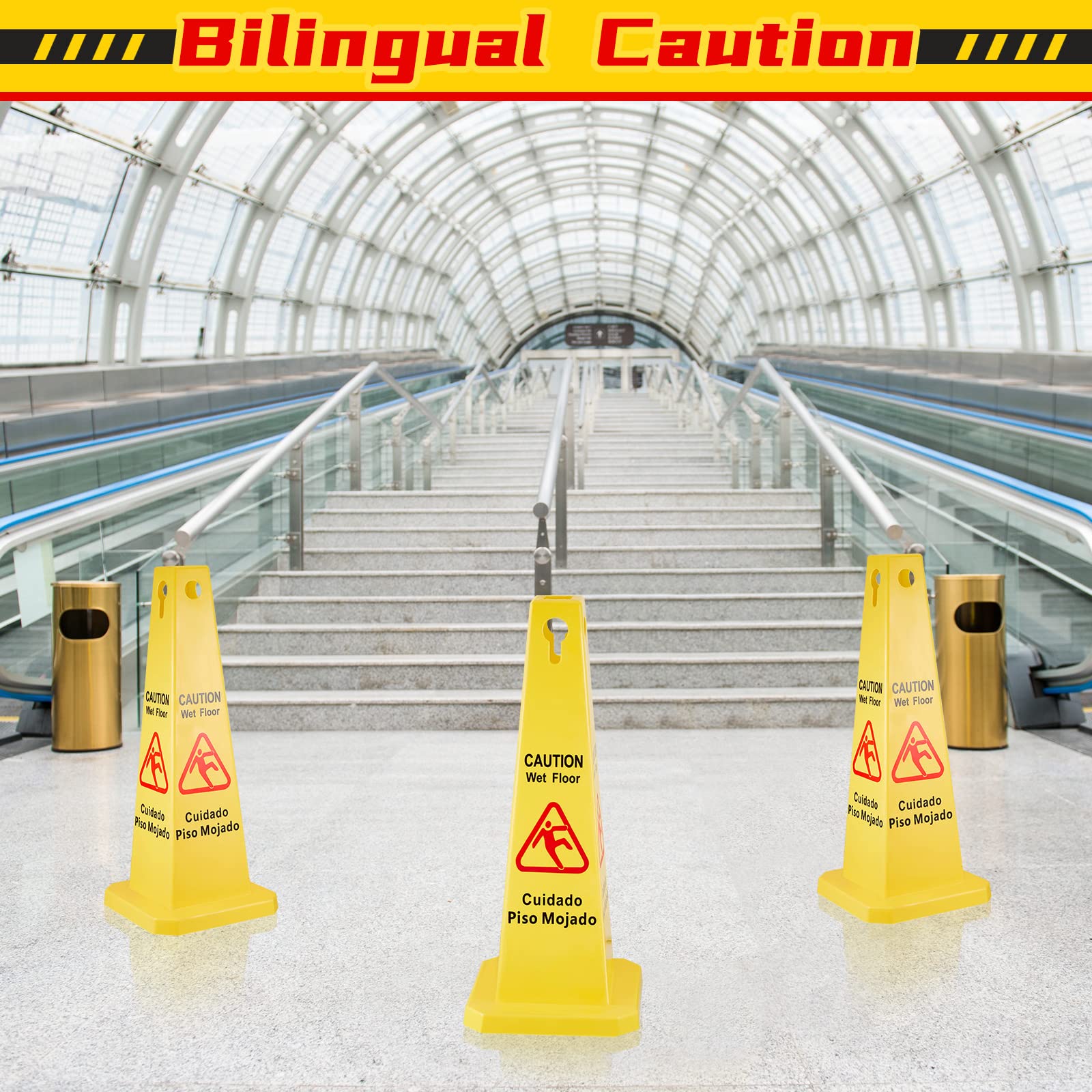 Snapklik.com : Floor Safety Cone Yellow Caution Wet Floor Sign 4 Sided ...