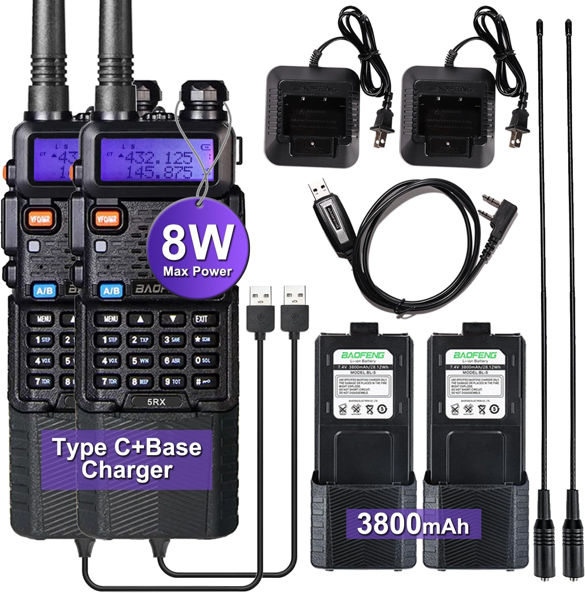 Amazon.com: BAOFENG UV-5RM 10W Handheld Ham Radio Long Range, Portable ...