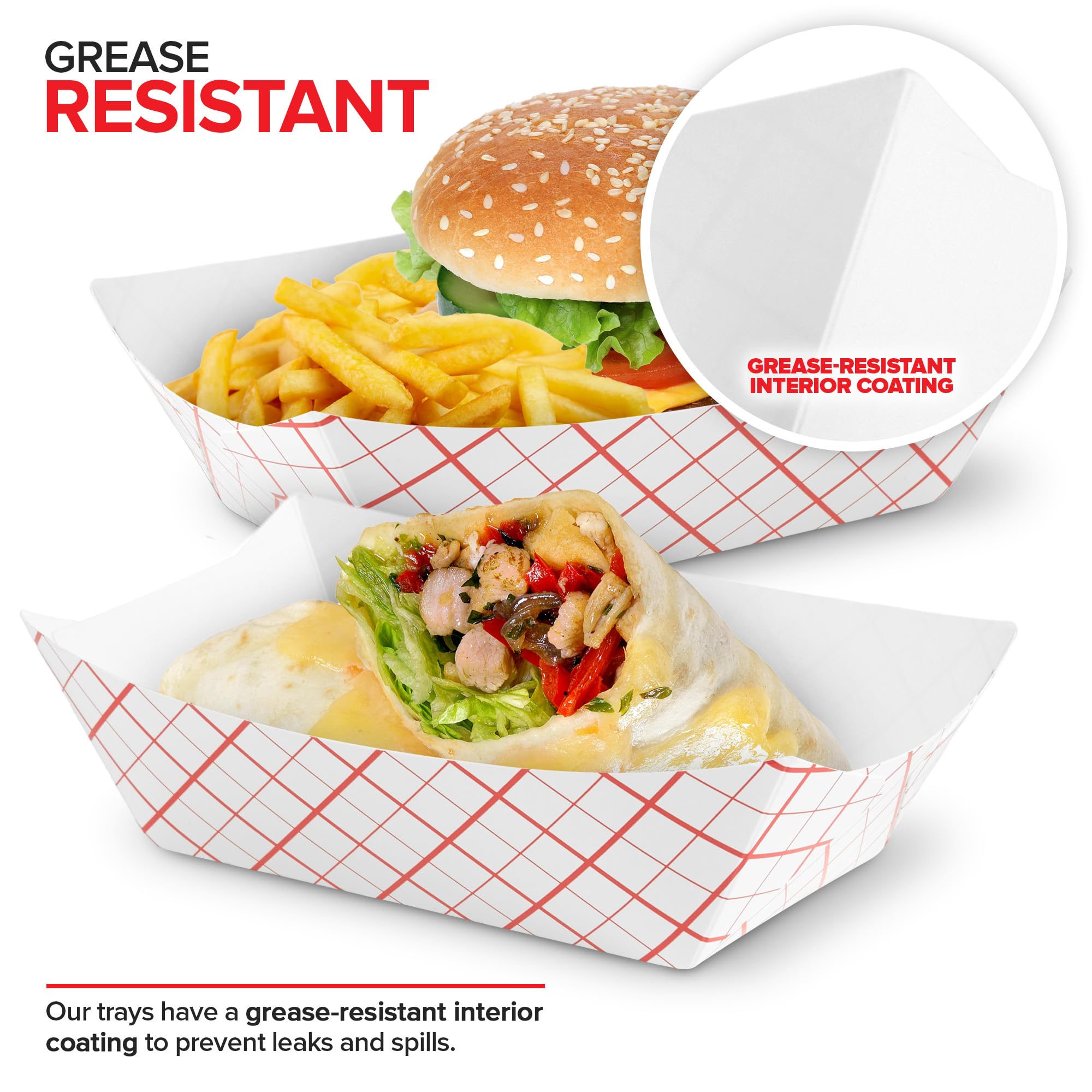 Snapklik.com : 100-Pack 3 Lb Paper Food Trays Red & White Checkered ...
