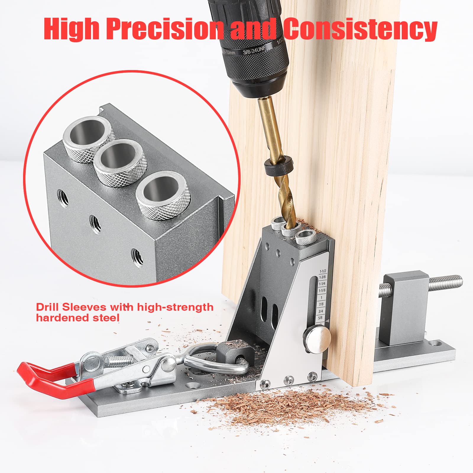Snapklik.com : Pocket Hole Jig Kit, Professional And Upgraded All-Metal ...