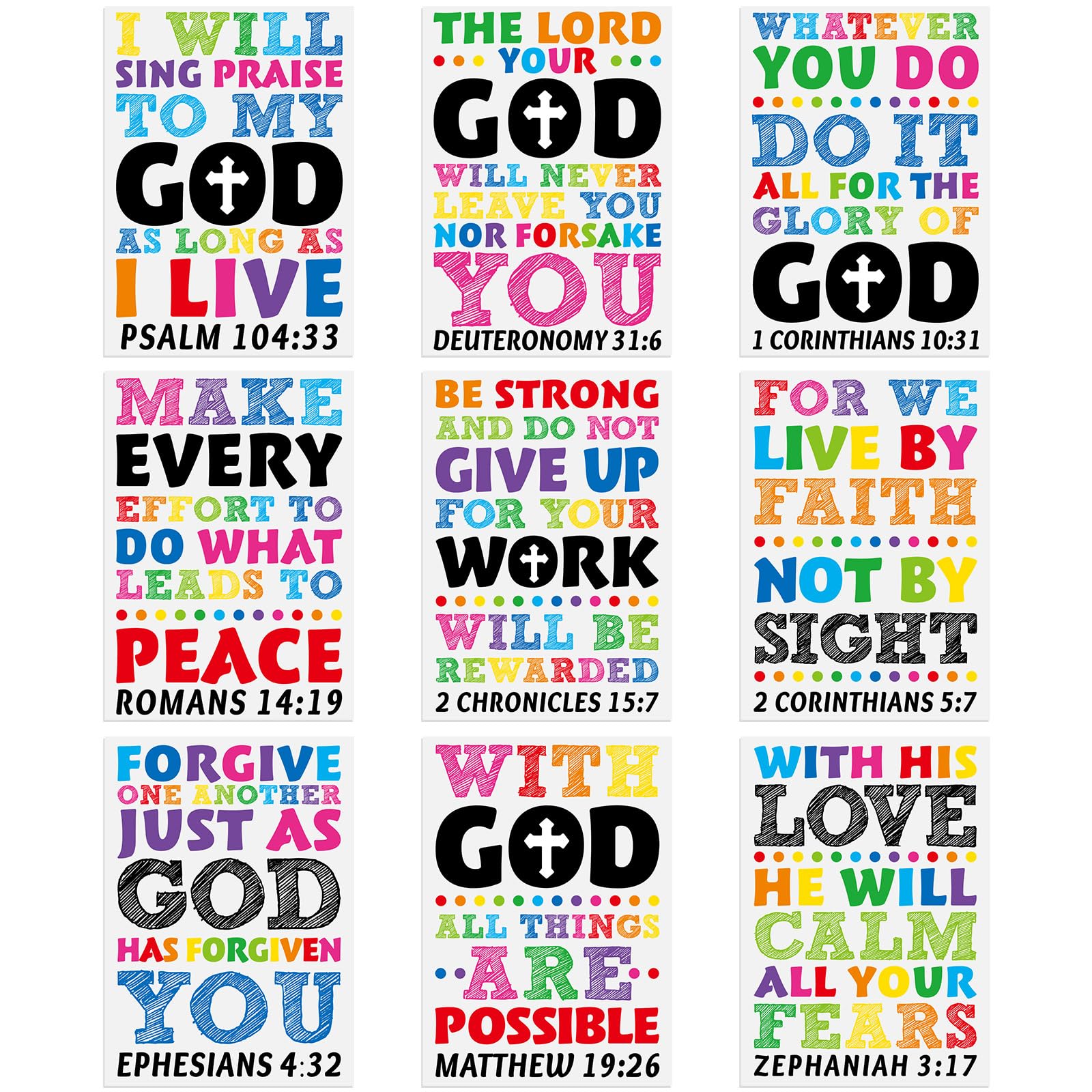 Amazon.com: Feifeiya 9 Pcs Colorful Bible Verse Poster Religious Bible ...