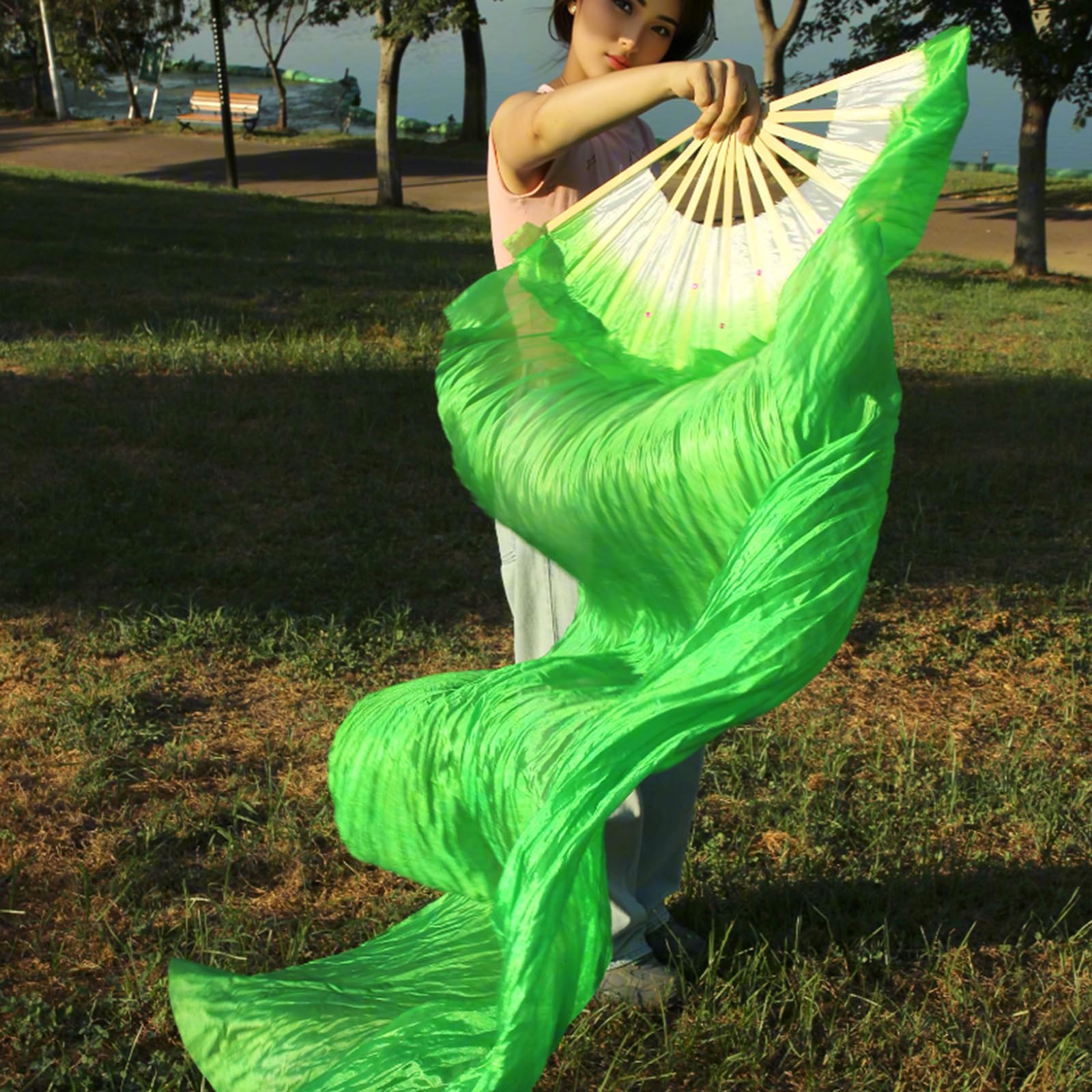 Snapklik.com : WEISIPU Hand-Made Faux Silk Belly Dance Fan Veils ...