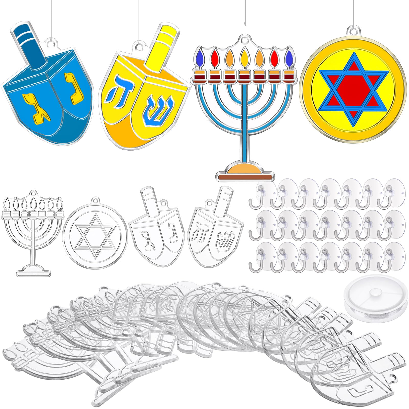 Snapklik.com : Tioncy 24 Sets Hanukkah Suncatchers Ornaments ...