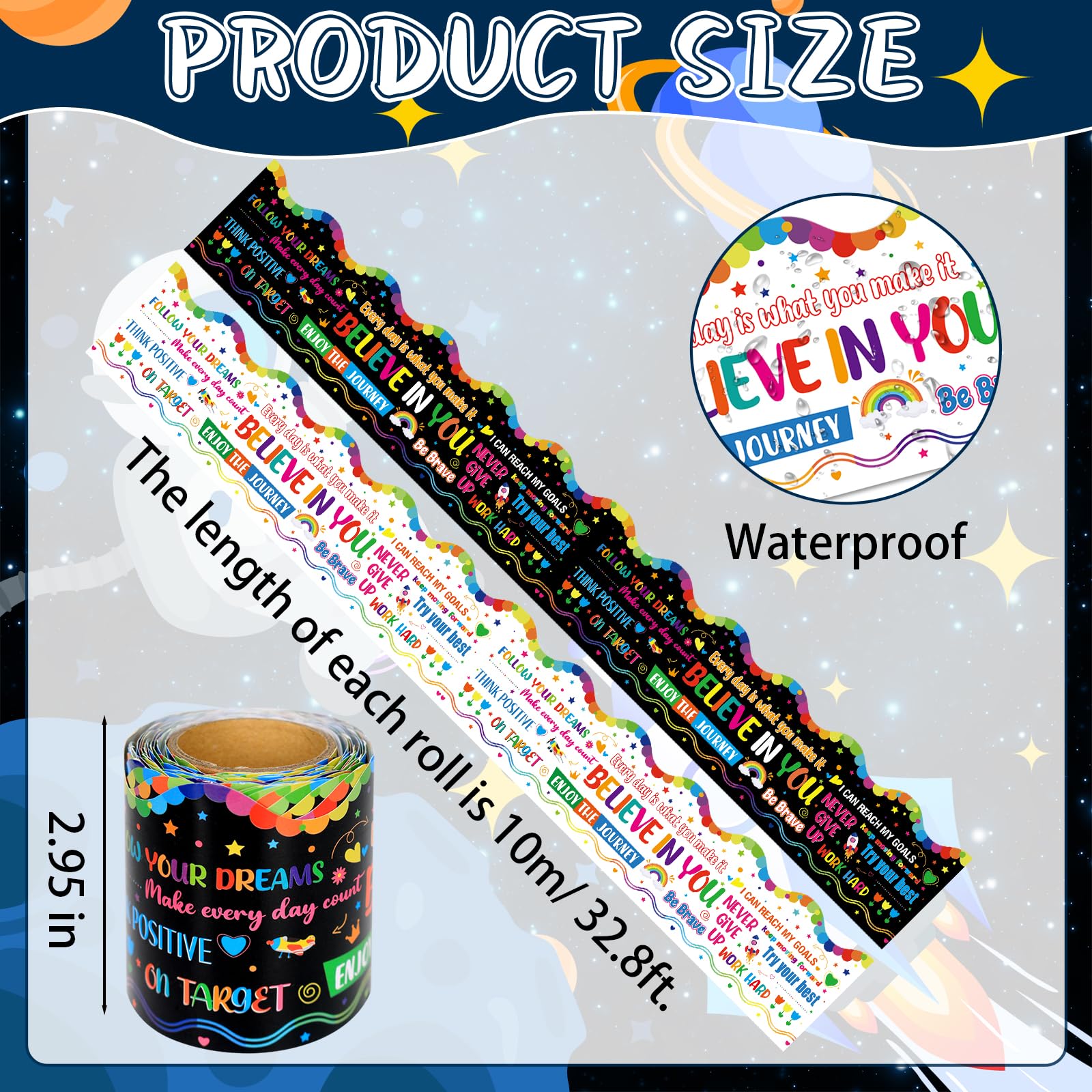 Snapklik.com : 2 Rolls Inspirational Quote Bulletin Board Borders, 65.6 ...