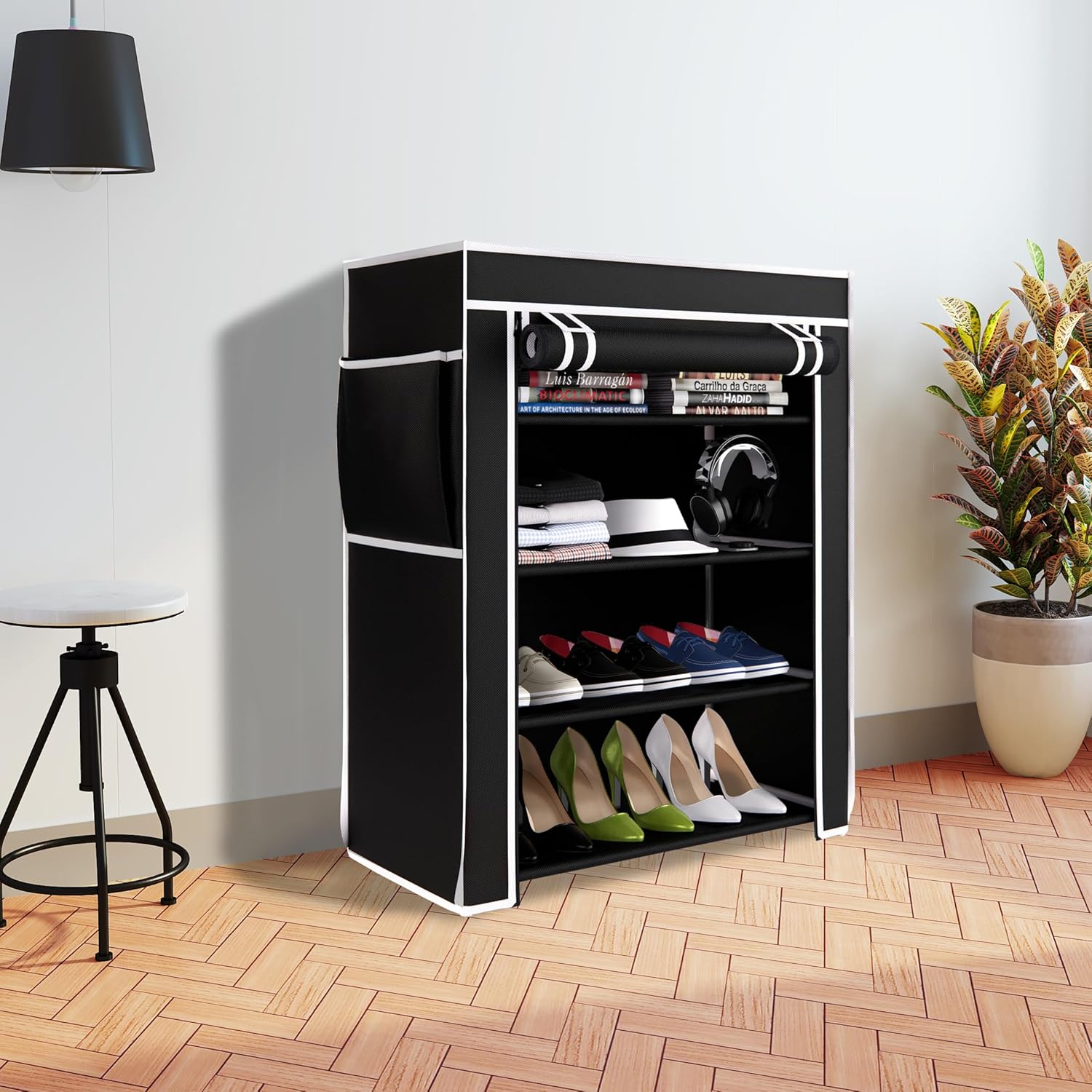 Fabura Plastic 4 Layer With Rust Proof Pvc Pipe Shoe Rack In Black ...