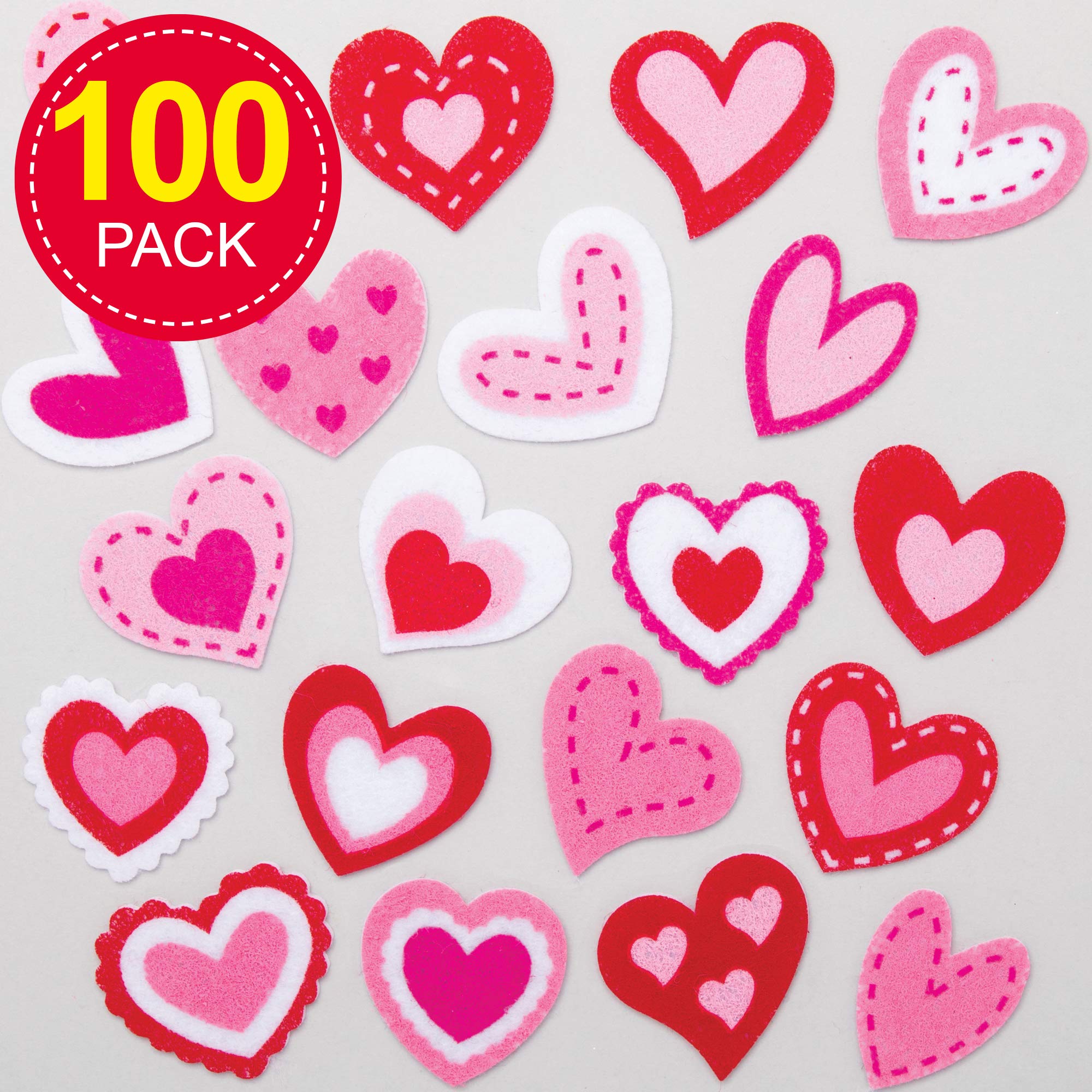 Buy Baker Ross AT556 Heart Felt Stickers - Pack of 100, Self-adhesives ...