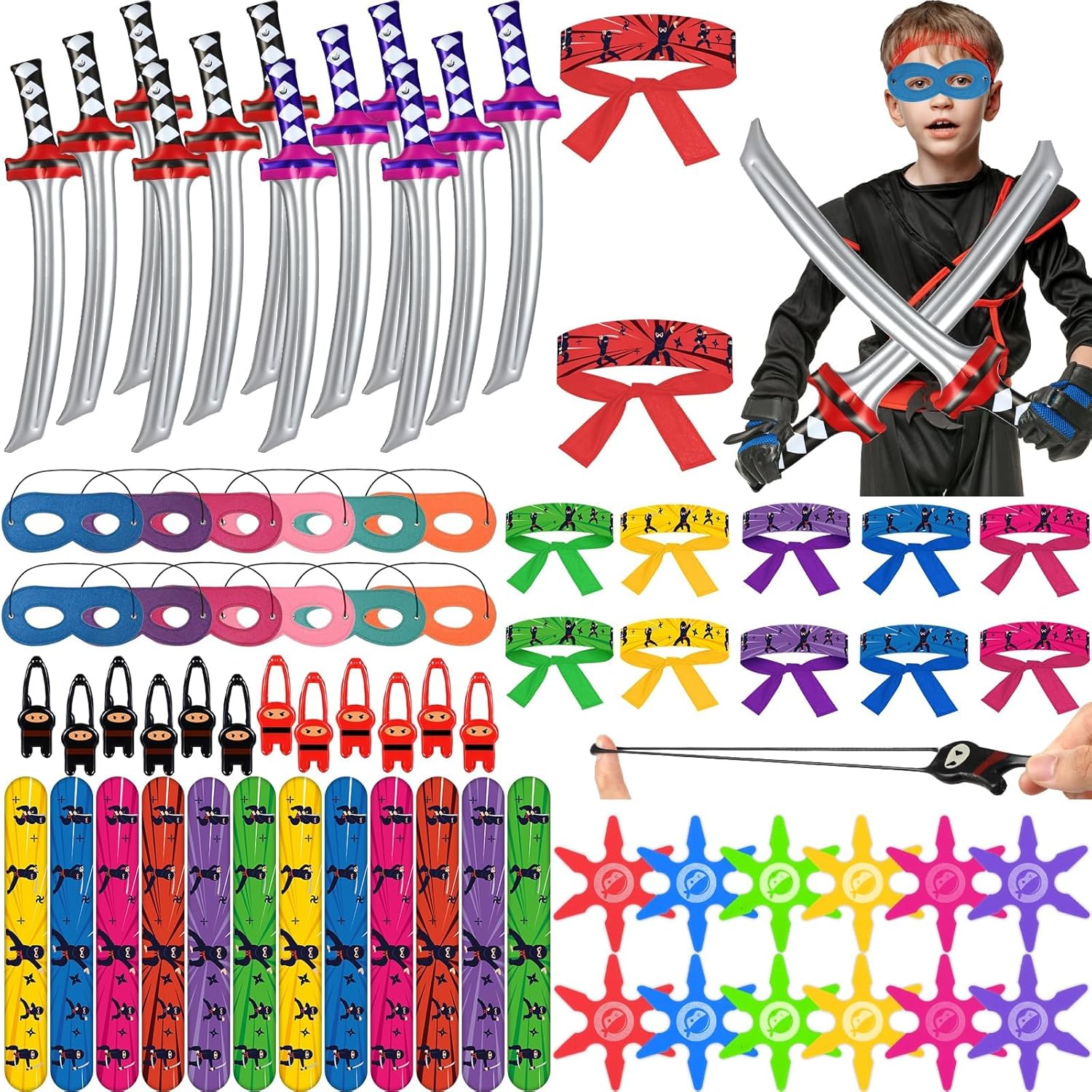 Amazon.com: ZOIIWA 72Pcs Karate Party Favors Include Inflatable Sword ...