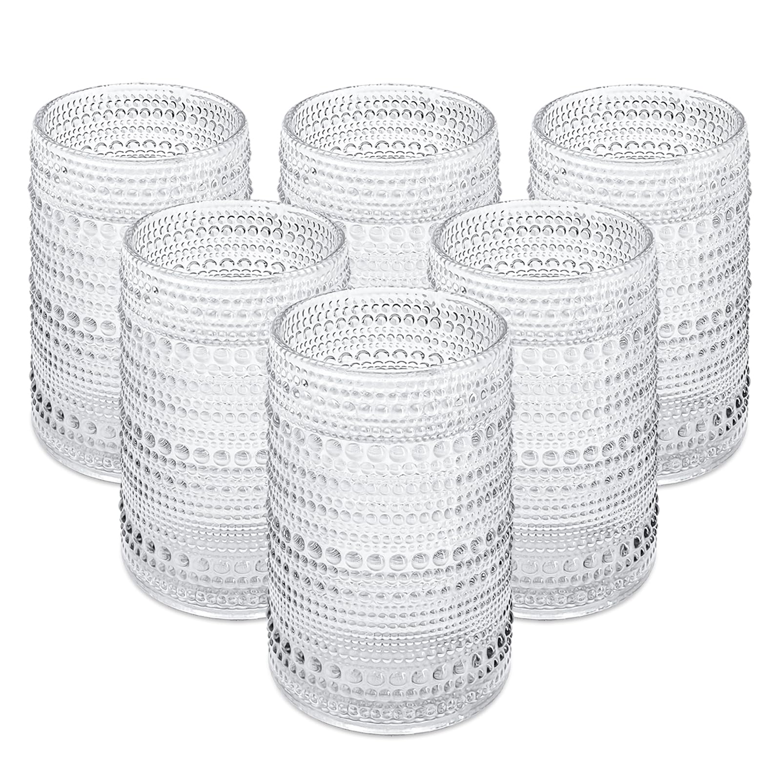 Amazon.com | UPZAI Vintage Drinking Glasses Glassware: 15oz Water Cups ...