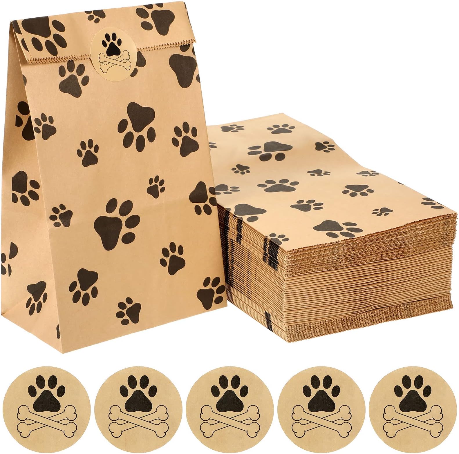 Amazon.com: Dunzoom 200 Pcs Resealable Bags Stand up Kraft Pouch Bags ...