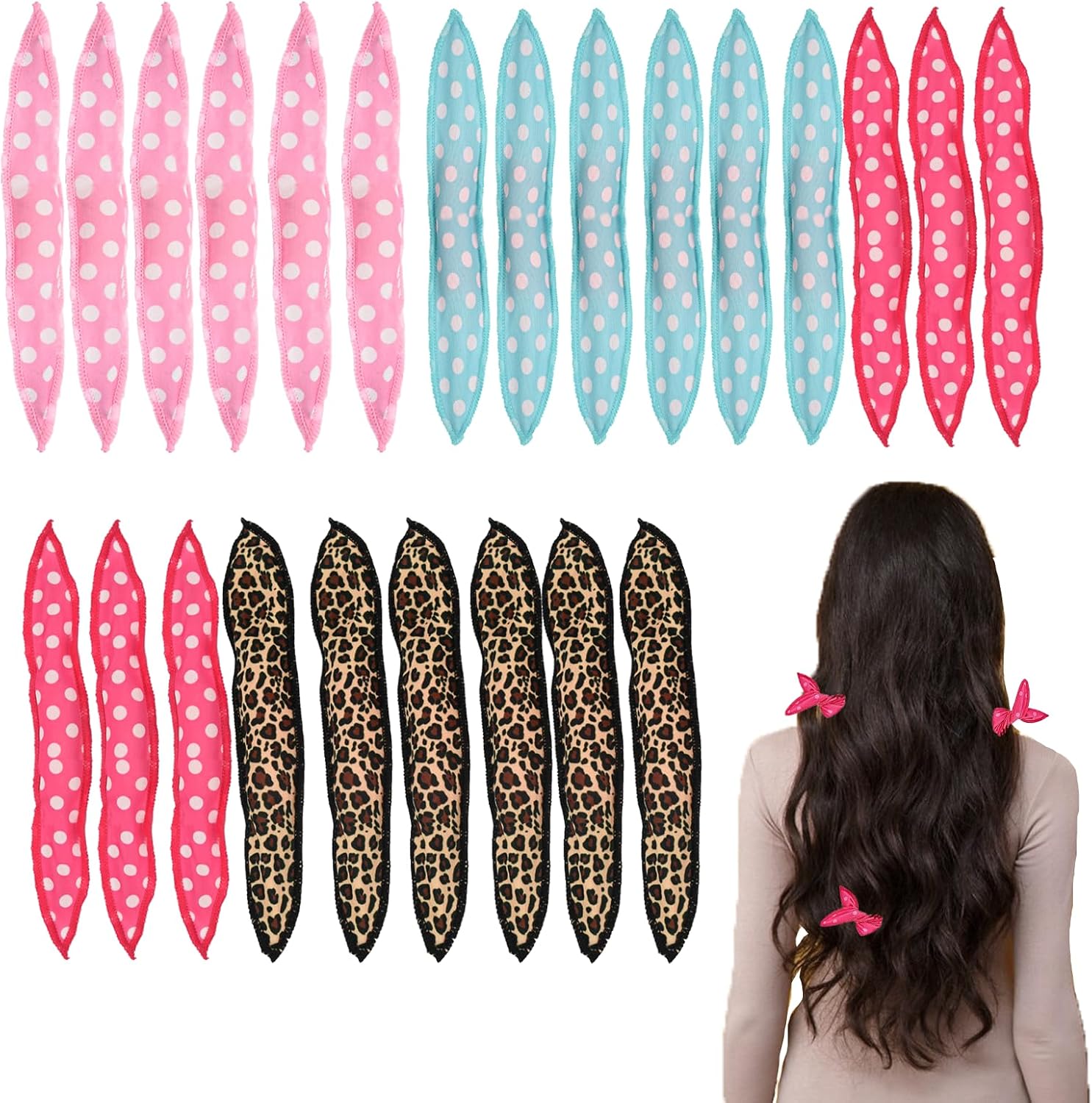 AolKee 24Pcs No Heat Hair Curlers - Soft Sleep Foam Rollers for Short ...