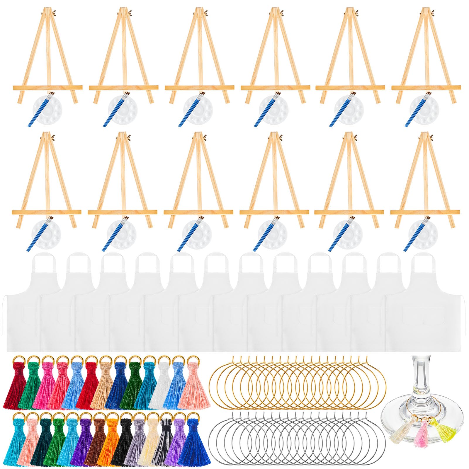 Amazon.com: Frienda 12 Sets Sip and Paint Kit Paint Party Supplies with ...