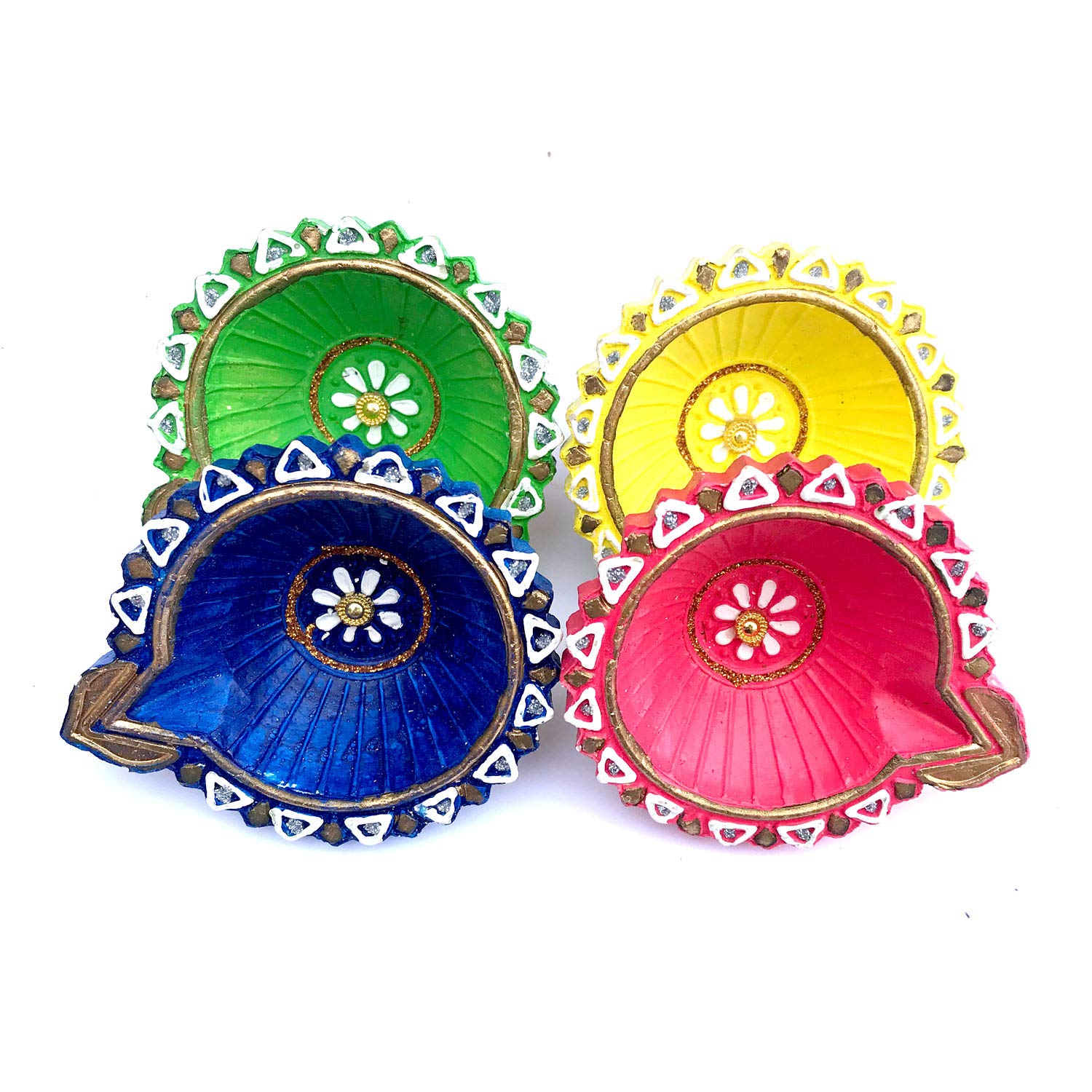Buy Set of Four Traditional Desing This Colorful Diya has Been Used for ...