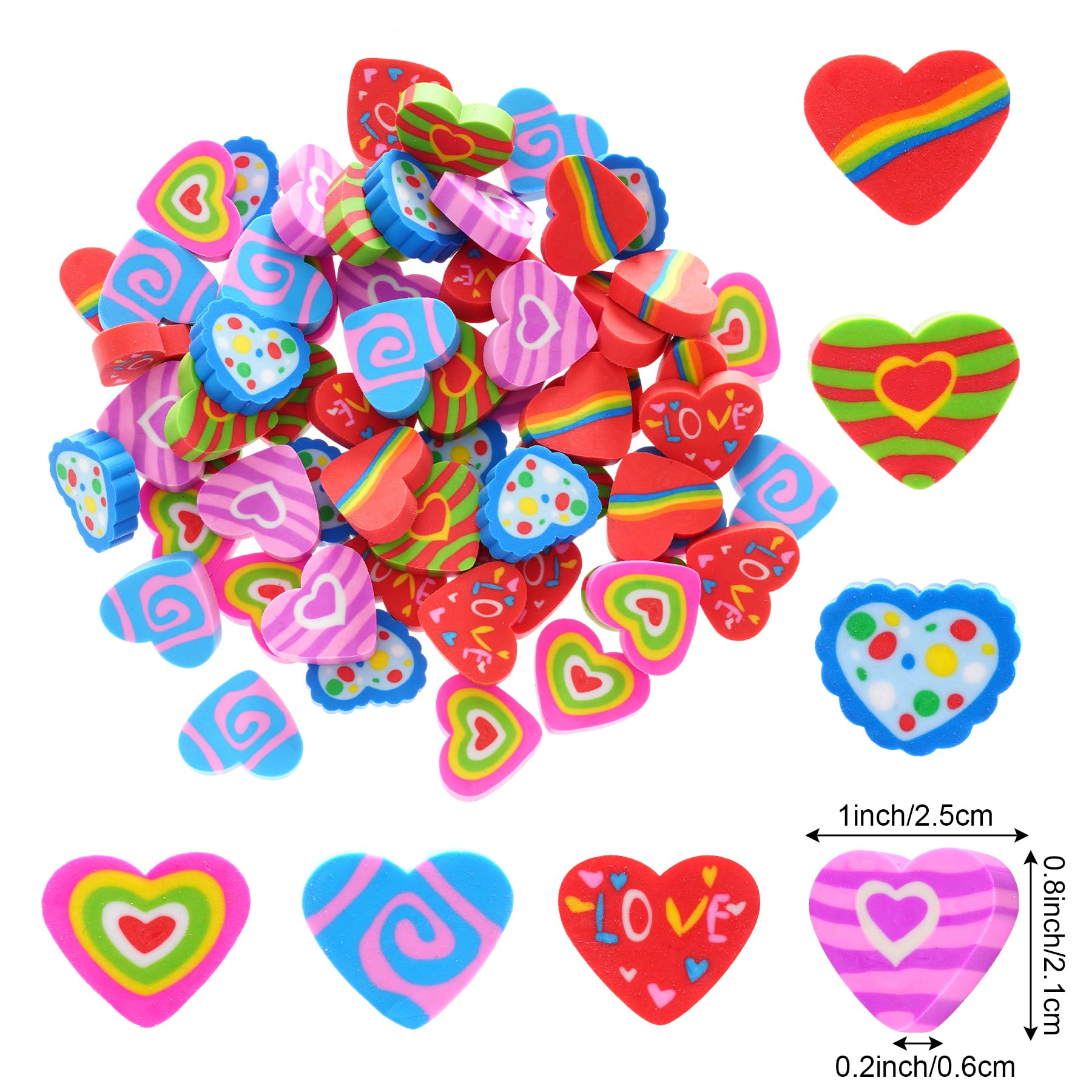 Snapklik.com : 60pcs Valentines Day Erasers For Kids, Mini Heart Pencil ...
