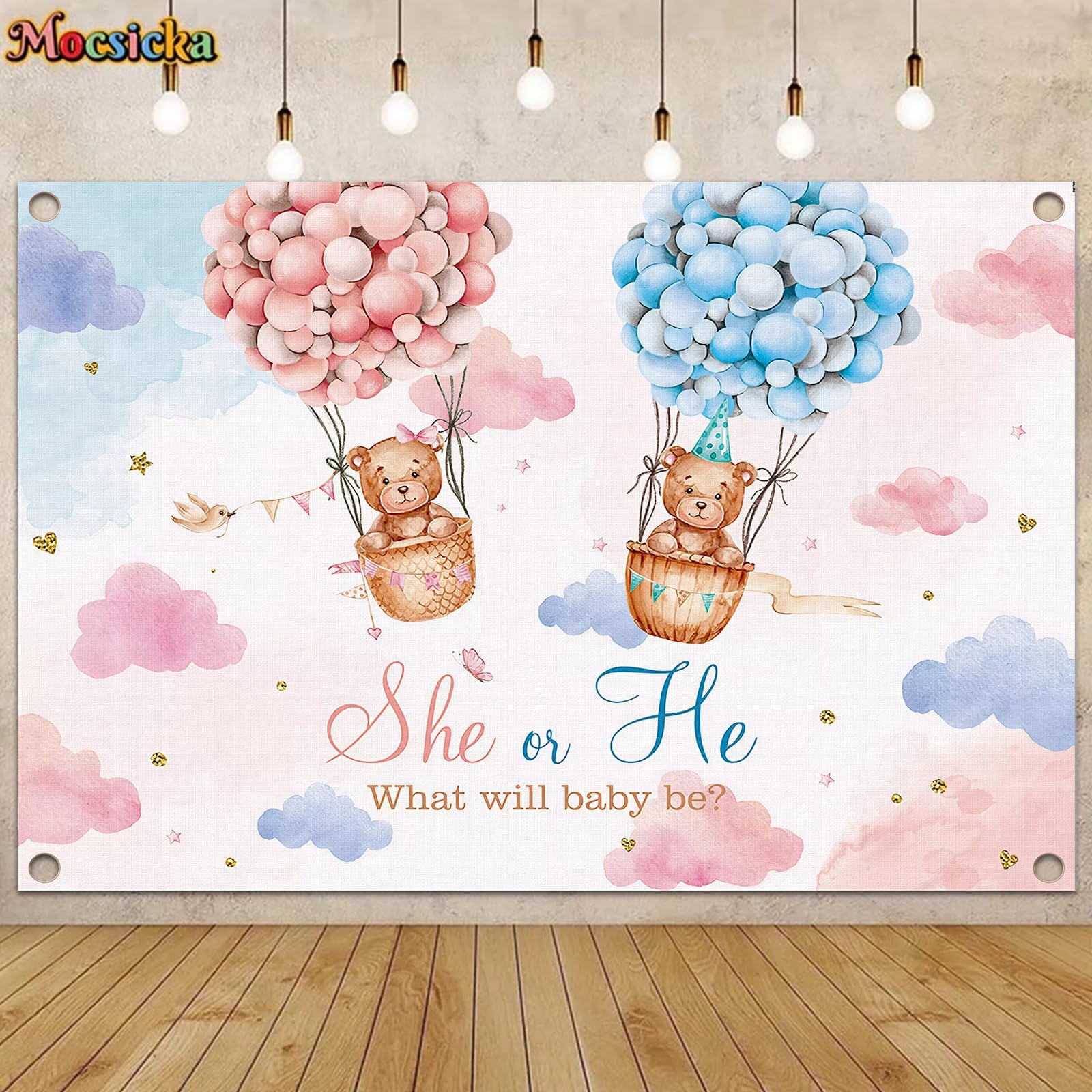 Pink and Blue Gender Reveal Background Banner She Or He Background ...