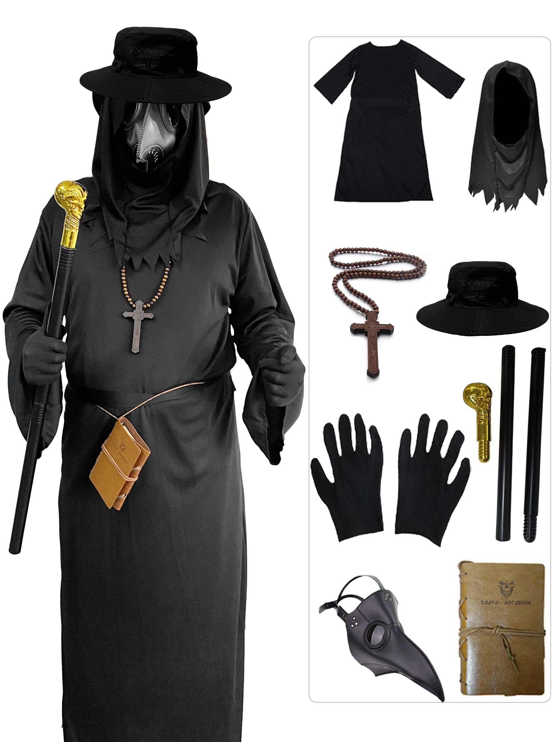 Plague Doctor Costume Set 8 in 1 Steampunk Halloween Costumes Plague ...