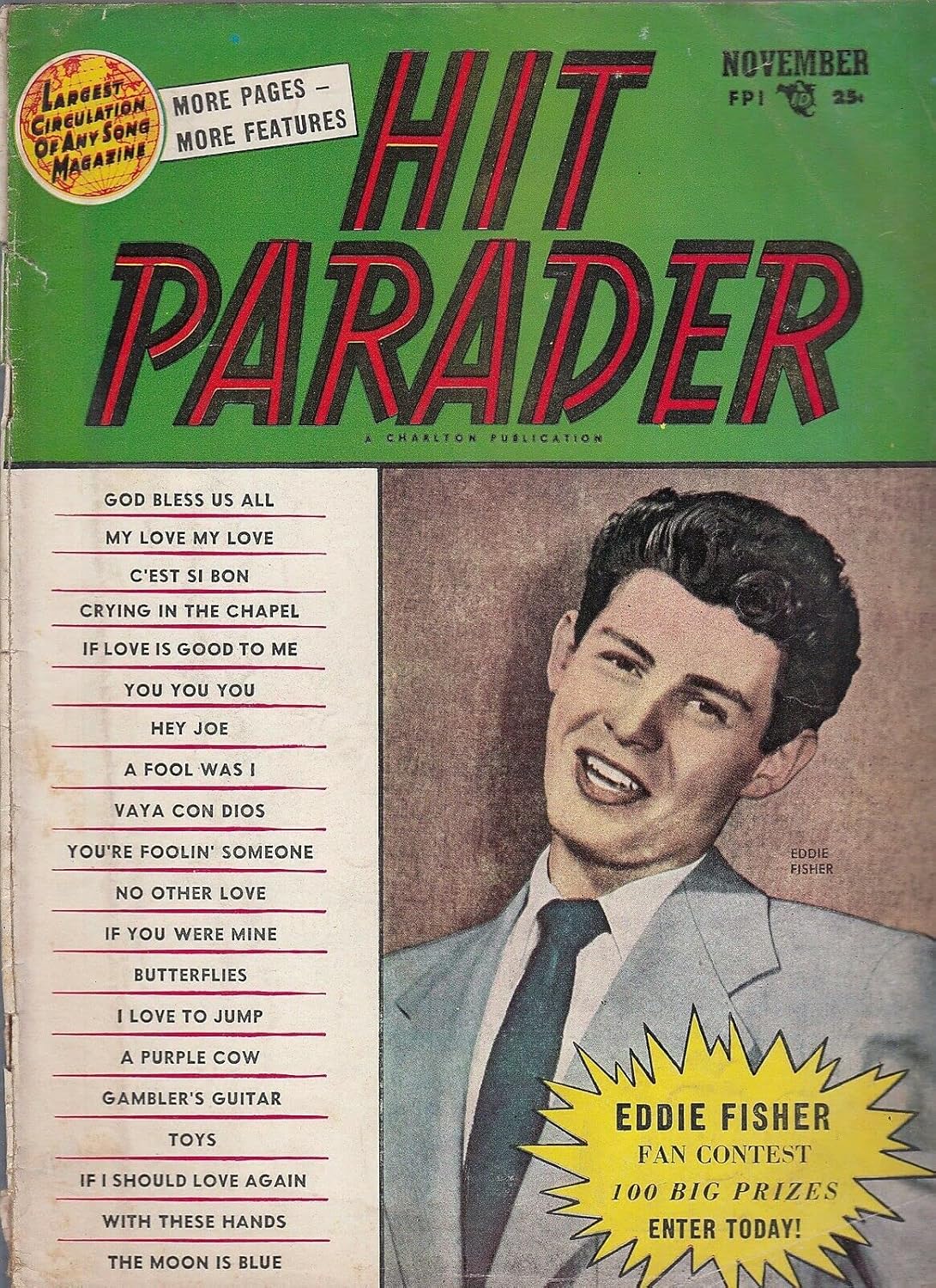 Hit Parader Magazine - November 1953 - Eddie Fisher to Front Cover ...