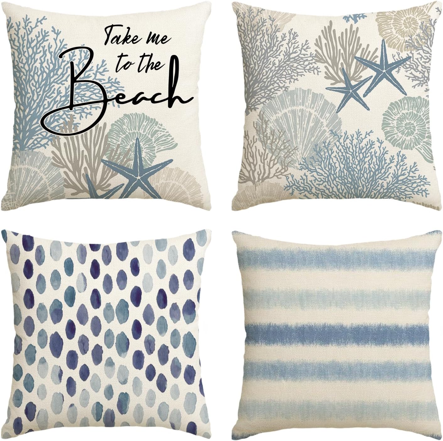 Amazon.com: 7COLORROOM 4Pack Vintage Sea Theme Pillow Covers Coastal ...