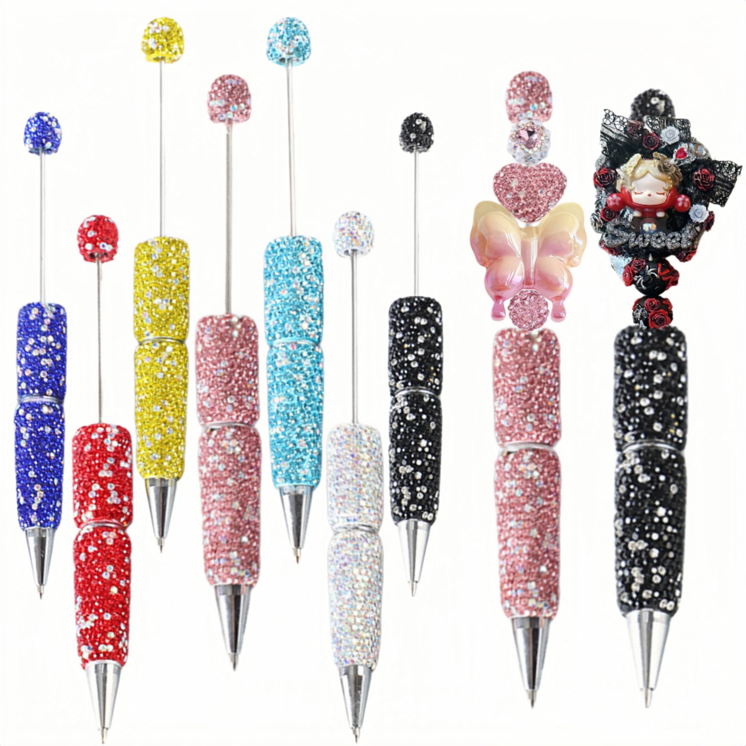 Amazon.com : KUNHEHO 7Pcs Glitter Beadable Pens Full Rhinestone Fancy ...