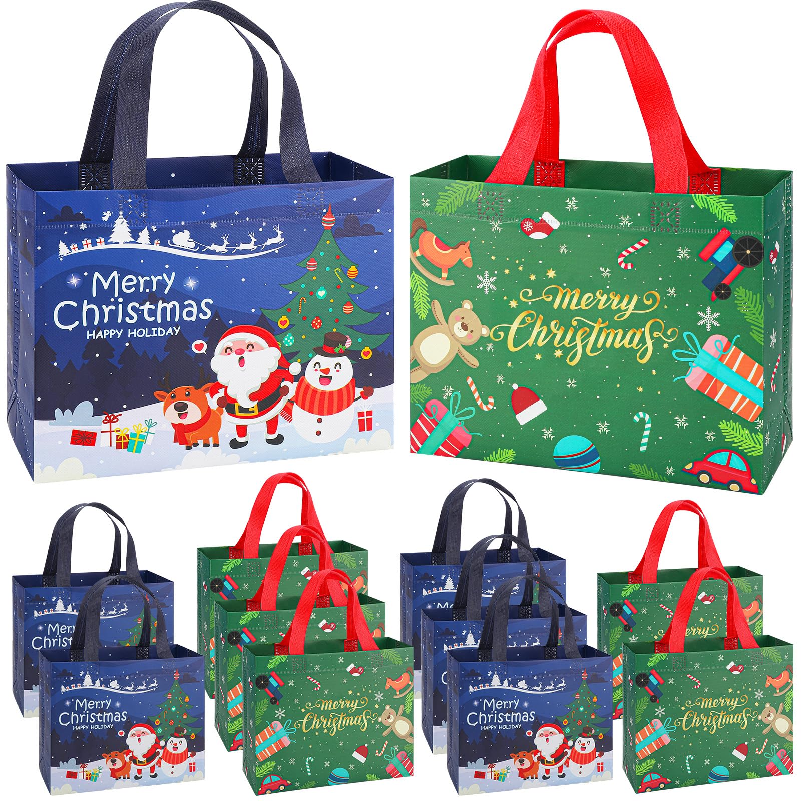 Amazon.com: Christmas Gift Bags, 12PC Christmas Tote Bags with Handles ...