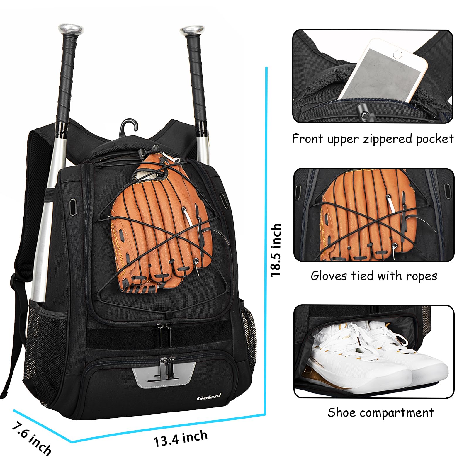 Snapklik.com : Baseball Backpack Bag For Adult And Youth Baseball ...