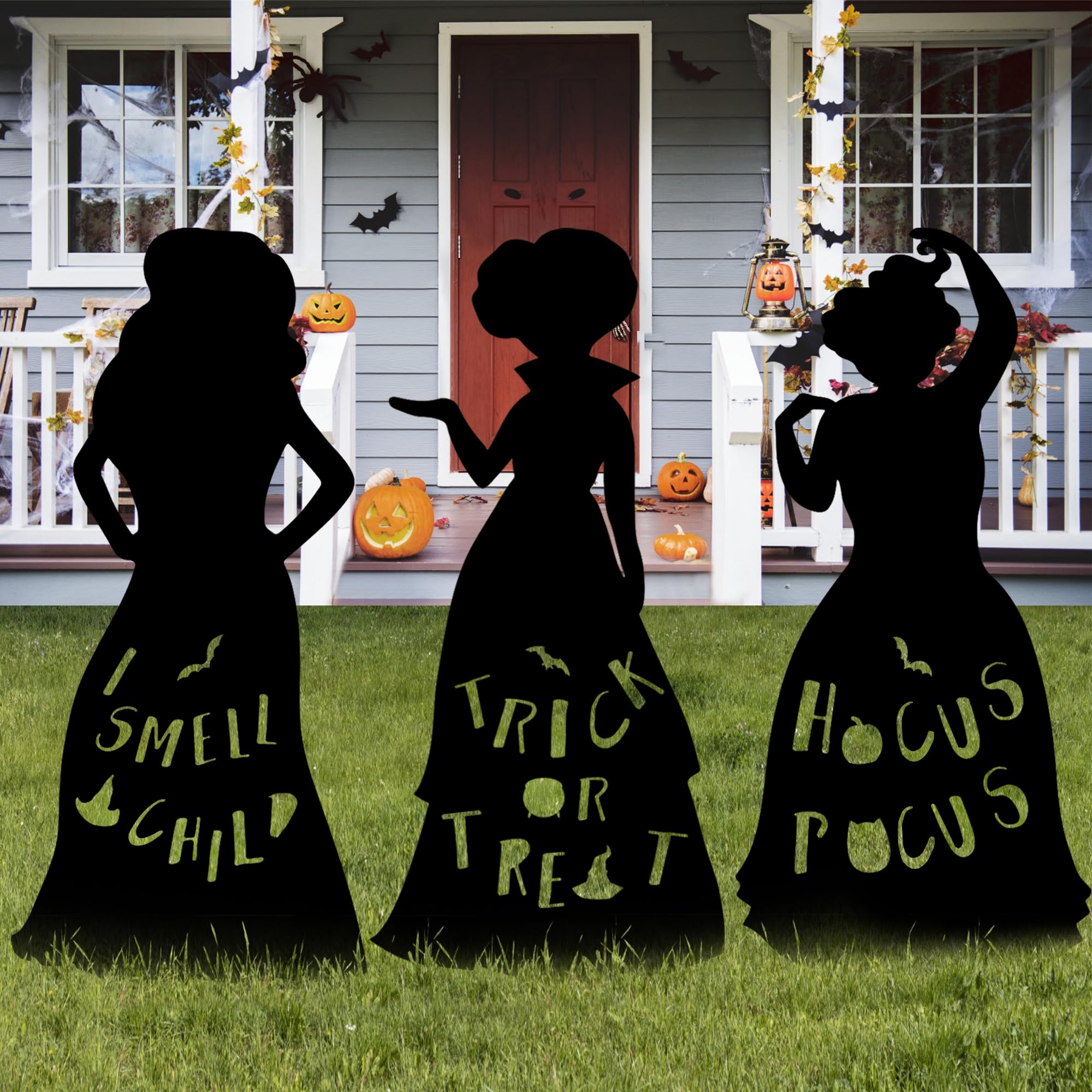 Amazon.com : TISTON Hocus Pocus Halloween Decorations Outdoor, 3 Pack ...