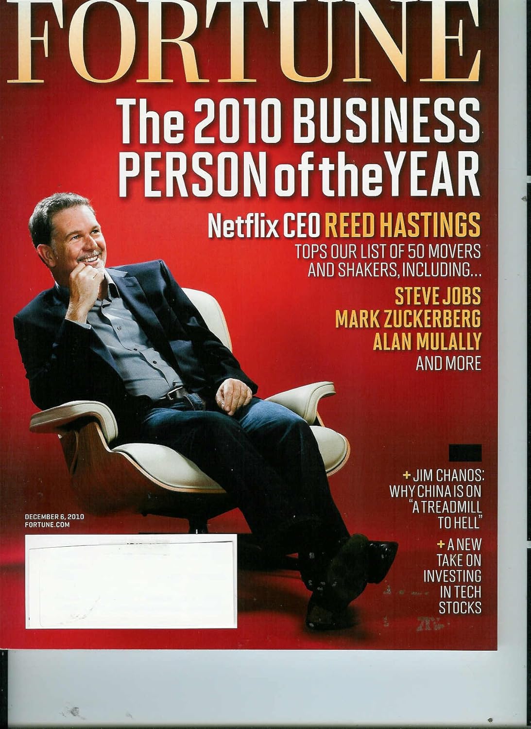 Fortune Magazine (December 6, 2010) Netflix CEO Reed Hastings Cover ...