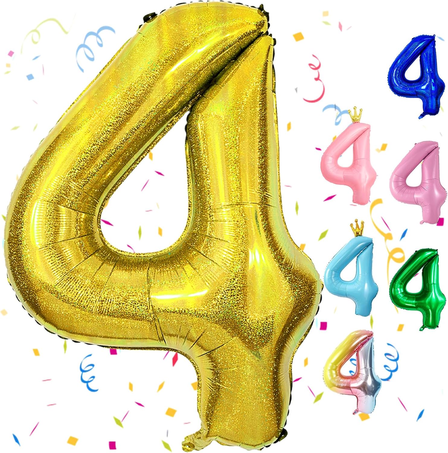 Amazon.com: Gold '4' Balloons, Large Self Inflating Foil Balloons ...