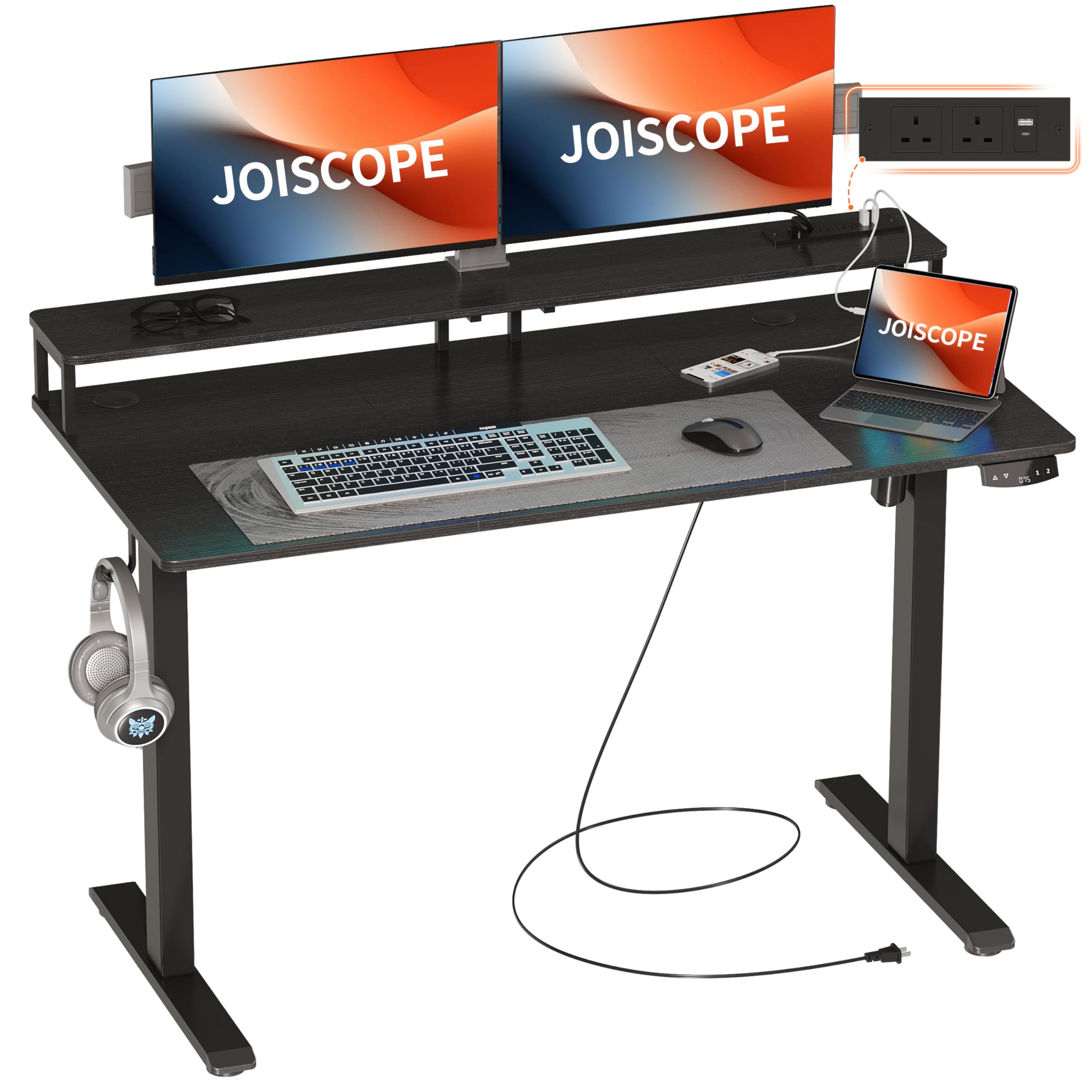 JOISCOPE Height-Adjustable Desk with Monitor Stand, Memory Height ...