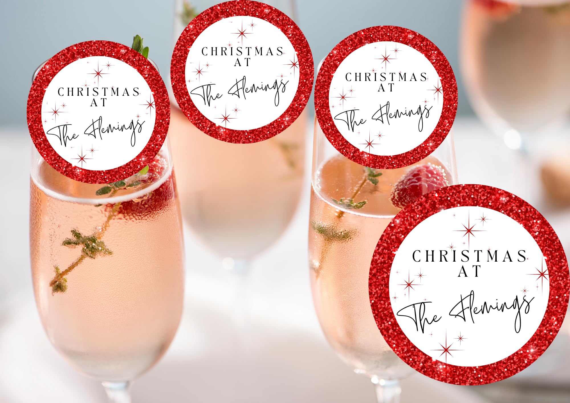 20 x 4.5cm edible Christmas champagne prosecco flute drink toppers ...