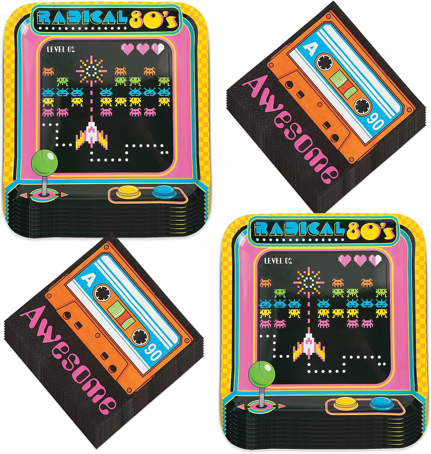 Amazon.com: 80s Party Dinner Plates and Napkins - Totally Awesome ...