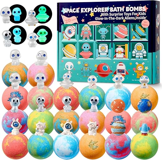 20 Pack Galaxy Bath Bombs for Kids with Space Explorer Toys, Cosmic ...