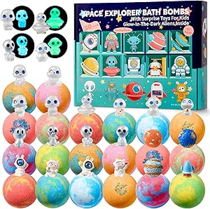 20 Pack Galaxy Bath Bombs for Kids with Space Explorer Toys, Cosmic ...