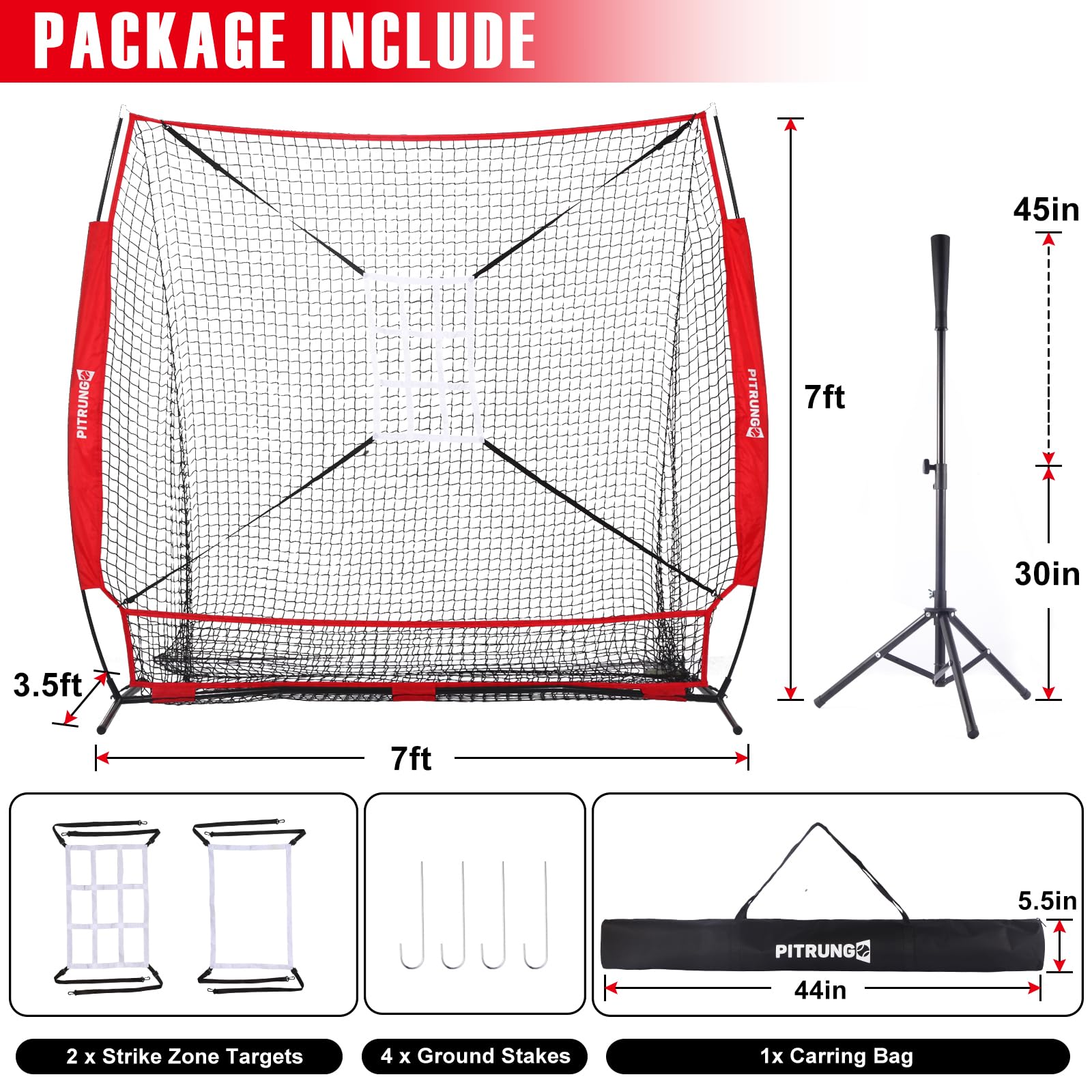 Snapklik.com : 7x7ft Baseball Softball Practice Net w/Large Ball ...