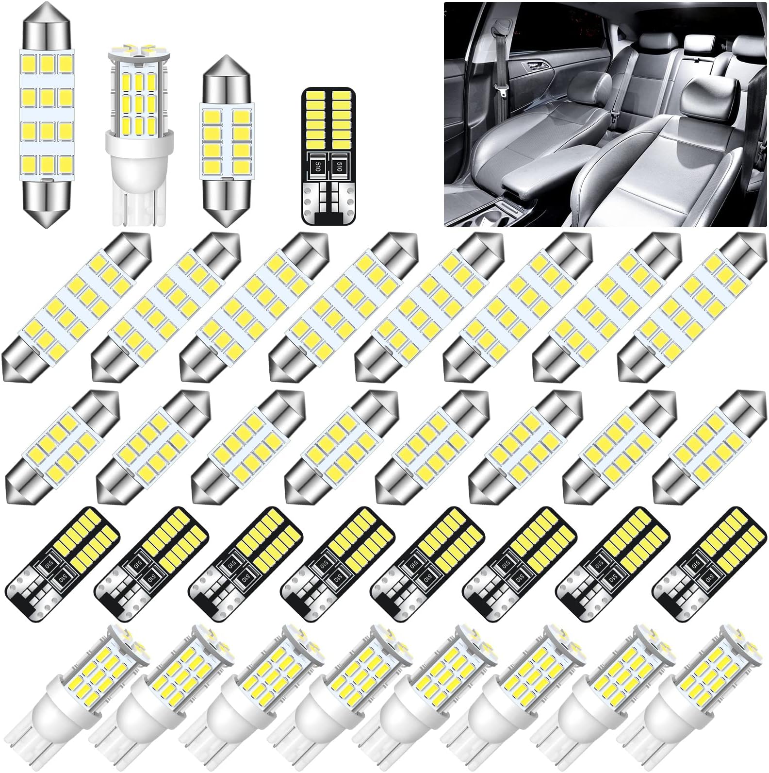 Amazon.com: ACOHUIKE 32PS Dome Light LED Car Bulb Kit Set 921 194 578 ...