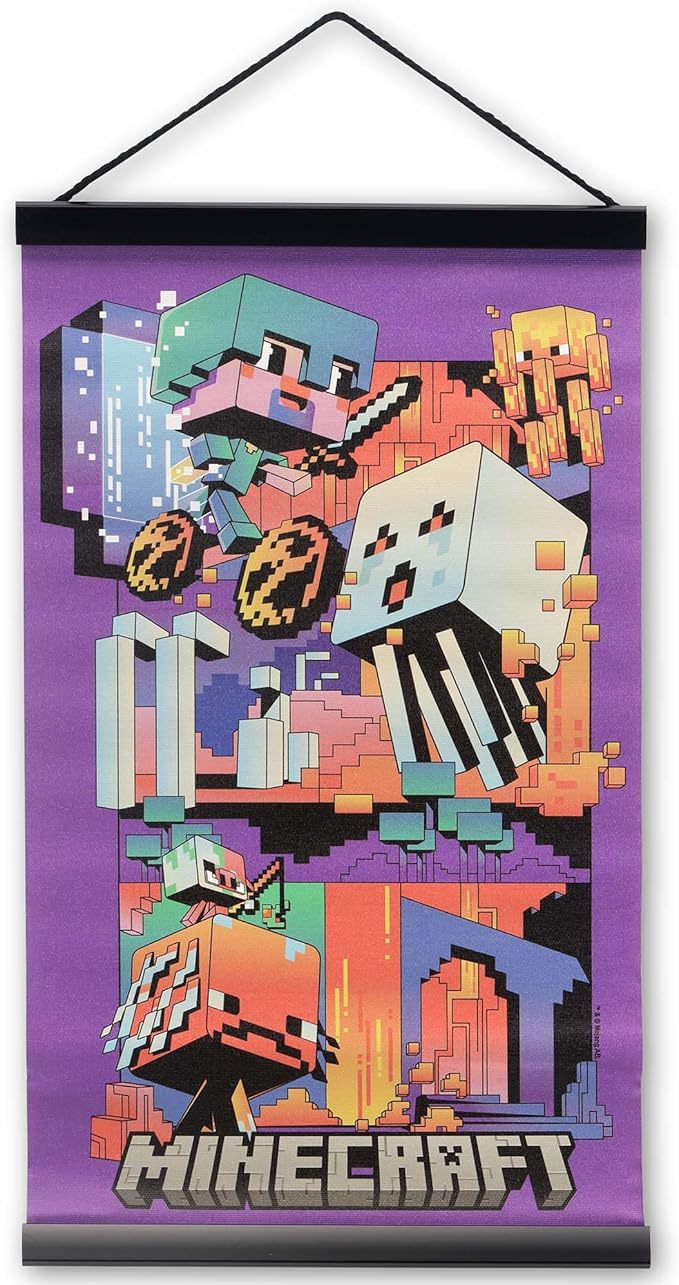 Amazon.com: Open Road Brands Minecraft Characters Hanging Canvas Banner ...