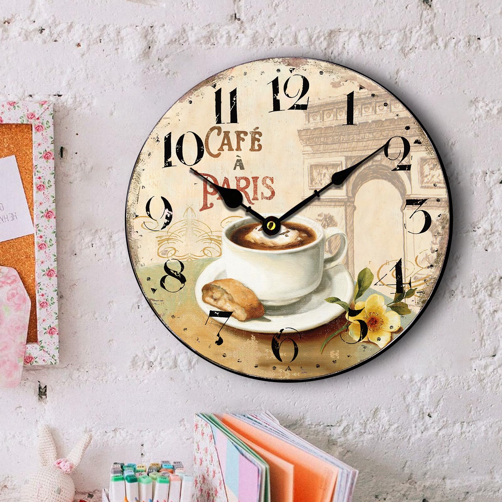 Amazon.com: HQF Vintage Wall Clock,12" French Wall Clocks Cafe & L'Arc ...