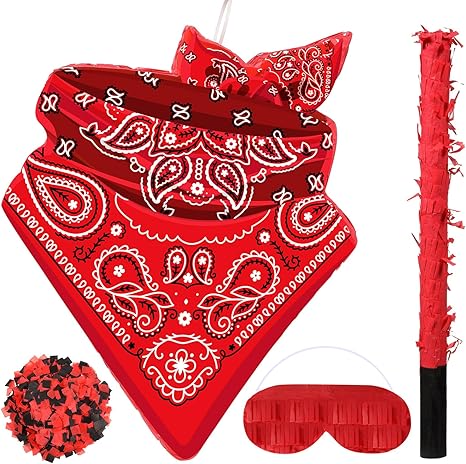 Amazon.com: Faccito Western Cowboy Piñata Red Bandana Piñata with Stick ...