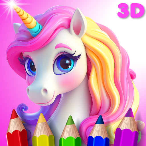 Unicorn Coloring Games for kids 3D Rainbow Glitter colouring book - App ...