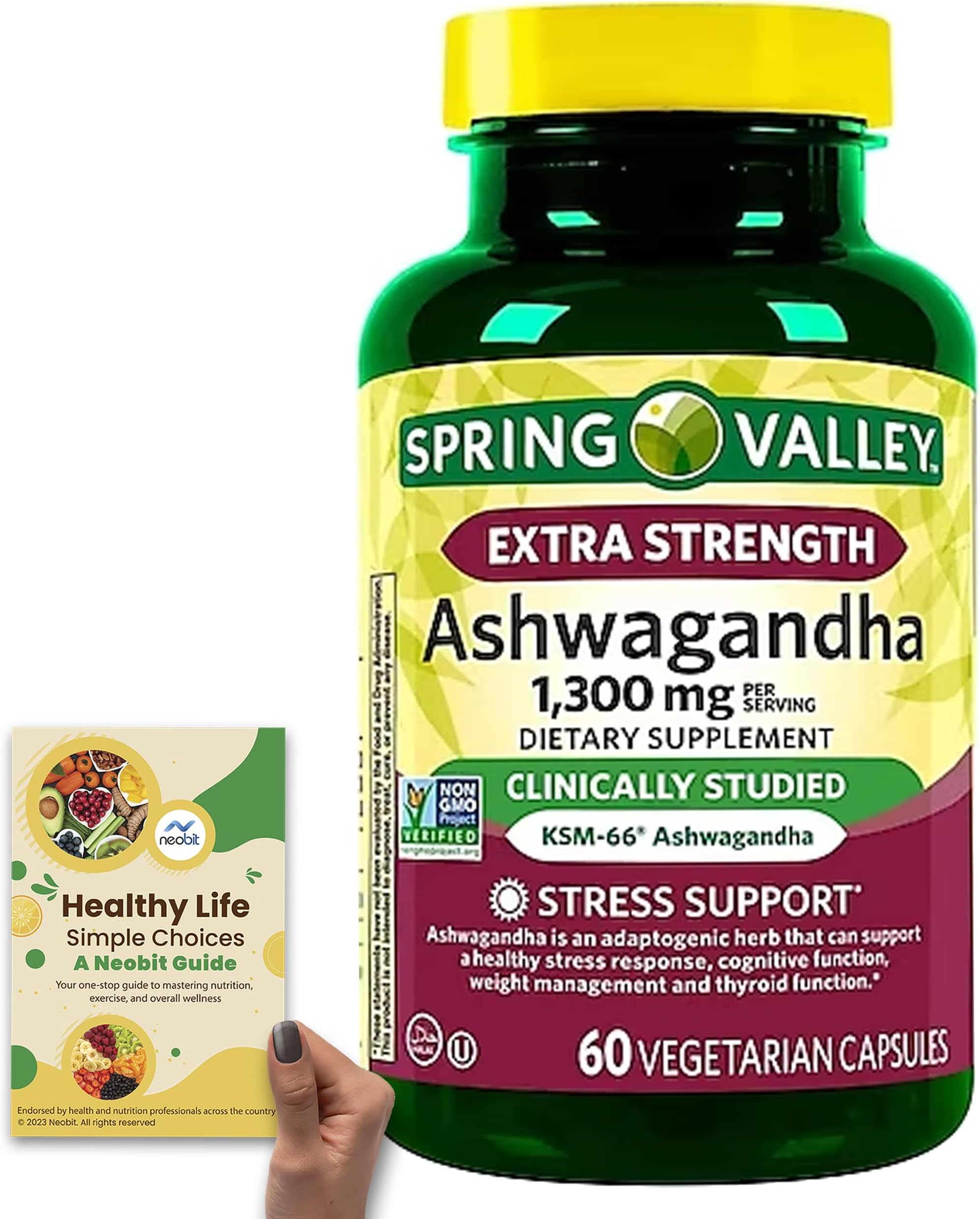 Amazon.com: Spring Valley Ashwagandha ksm 66- Extra Strength 1300mg 60 ...