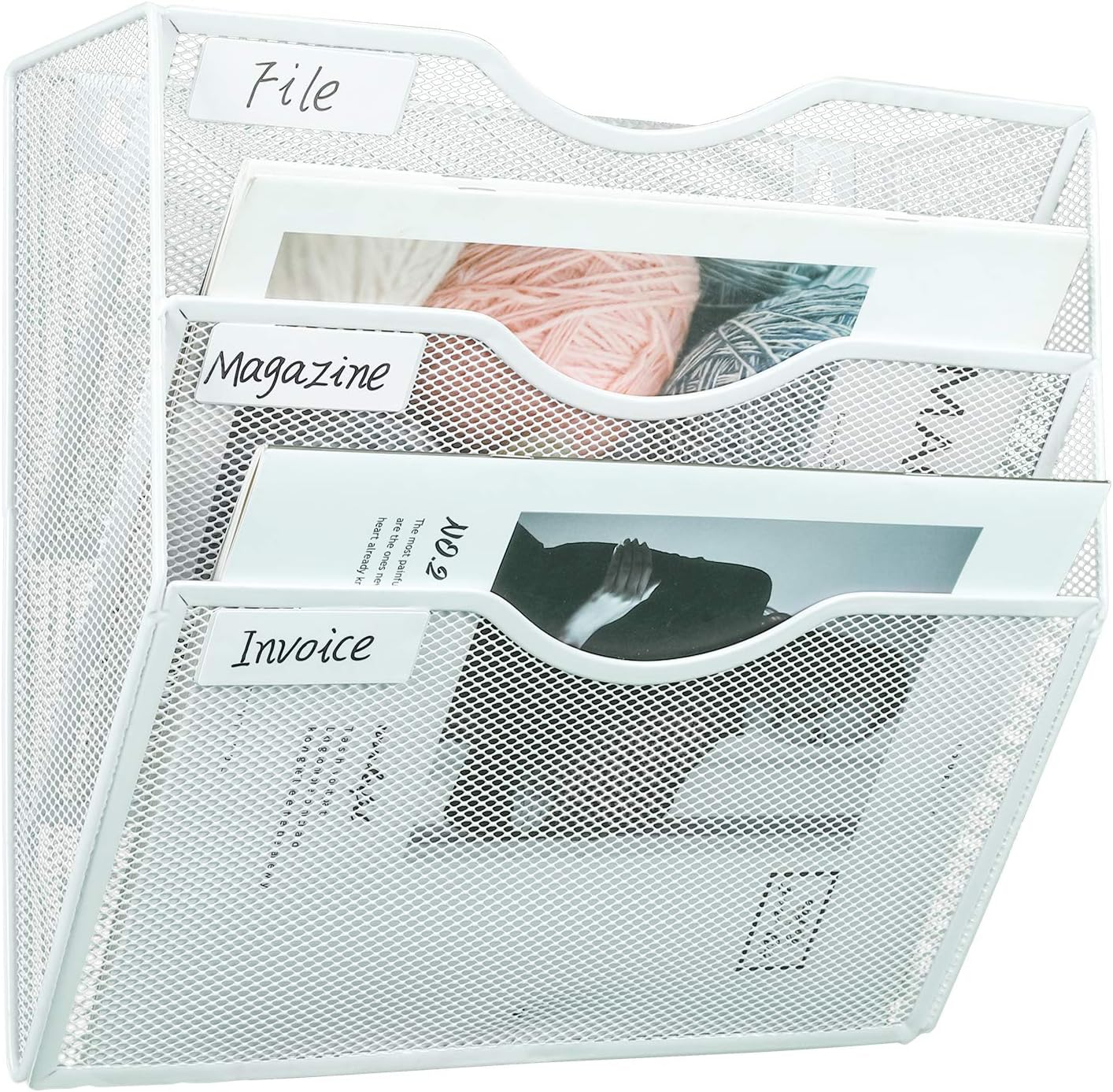 PAG 3-Tier Hanging Wall File Holder Mail Organizer Wall Magazine File ...